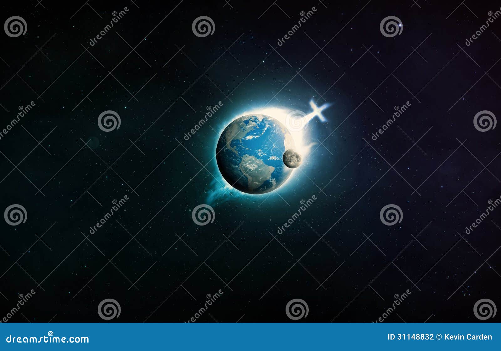 Christian Cross on Planet Earth. Stock Photo - Image of moon, geography ...