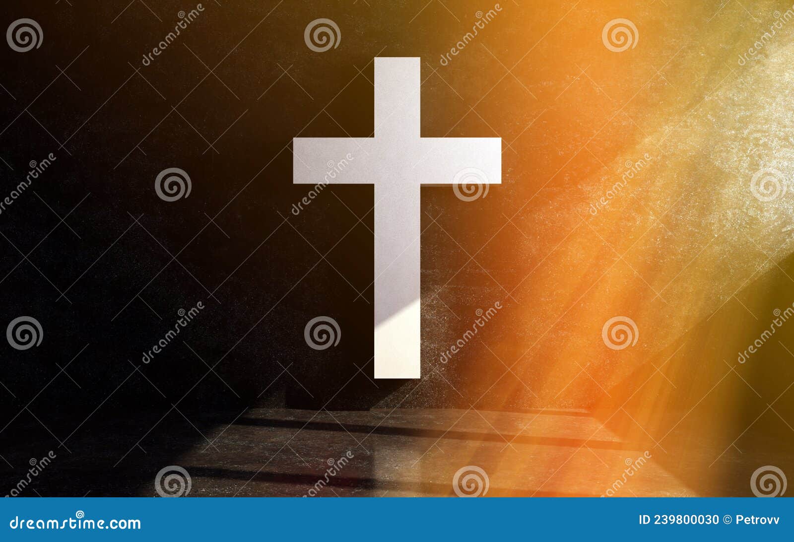 Christian Cross in Prison with Ray Light Stock Illustration ...