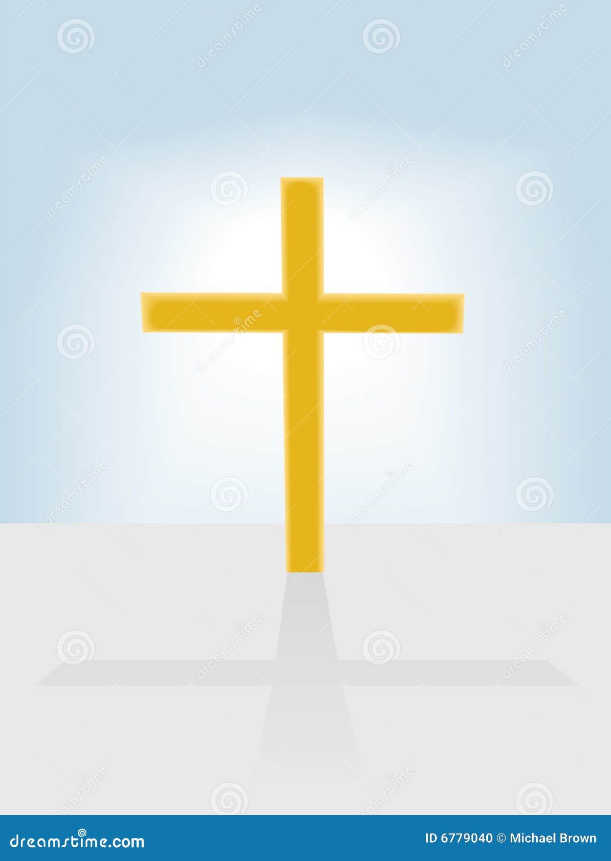 Christian Cross Radiant on Blue Sky Background Stock Vector ...