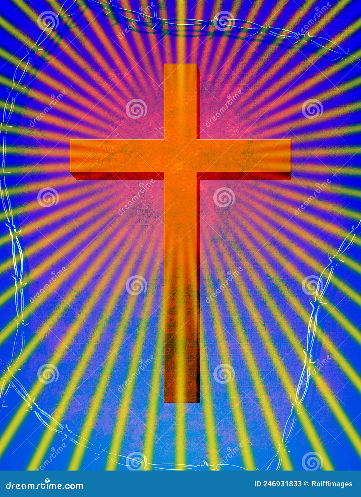 Christian Cross in Rays of Light Stock Illustration - Illustration of ...