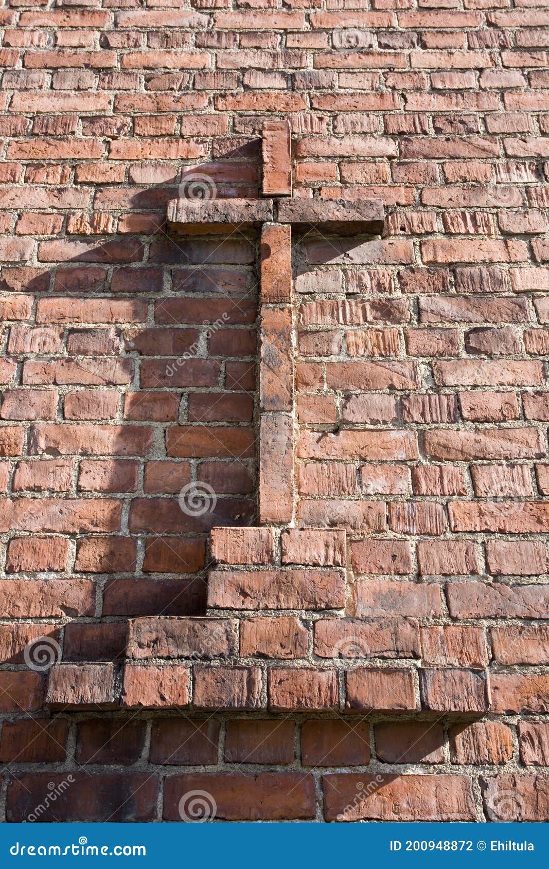 Christian Cross on Red Brick Wall Stock Photo - Image of worship ...