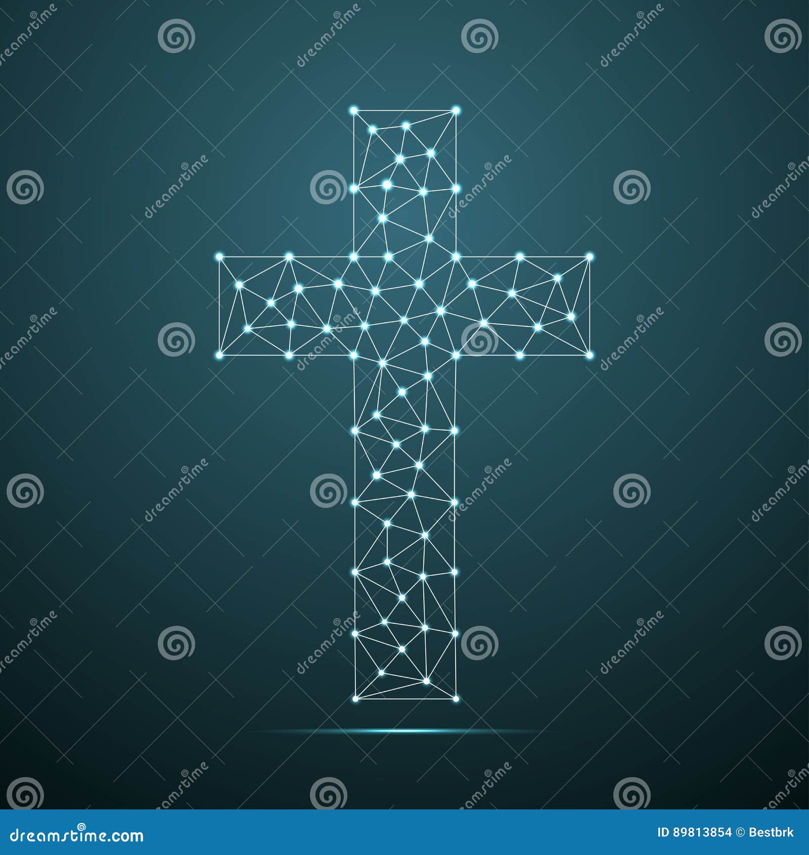 Christian Cross. Religious Logo. Connection Structure with Line and ...