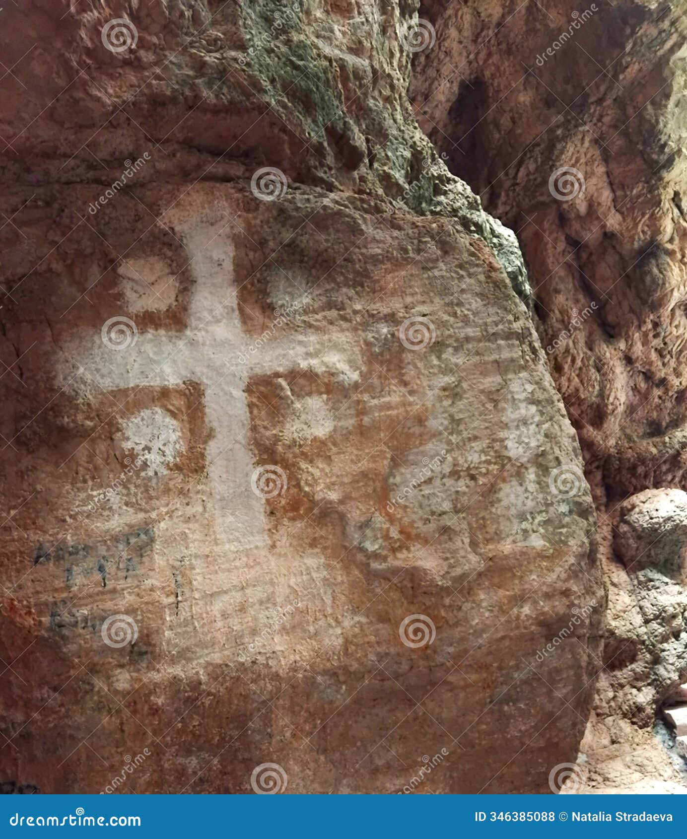 Christian Cross in a Rock in a Cave Stock Photo - Image of spiritual ...