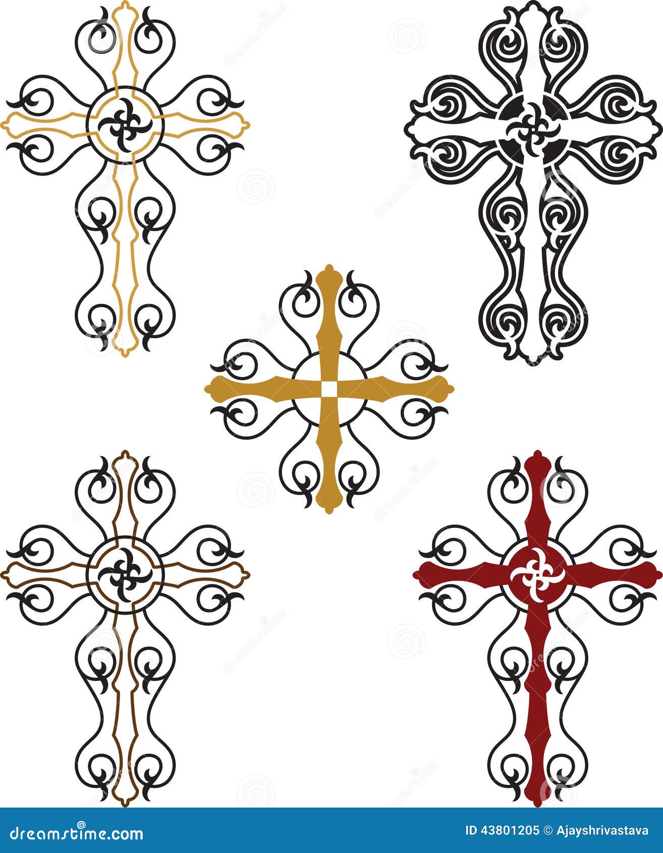 Christian Cross Set stock vector. Illustration of faith - 43801205