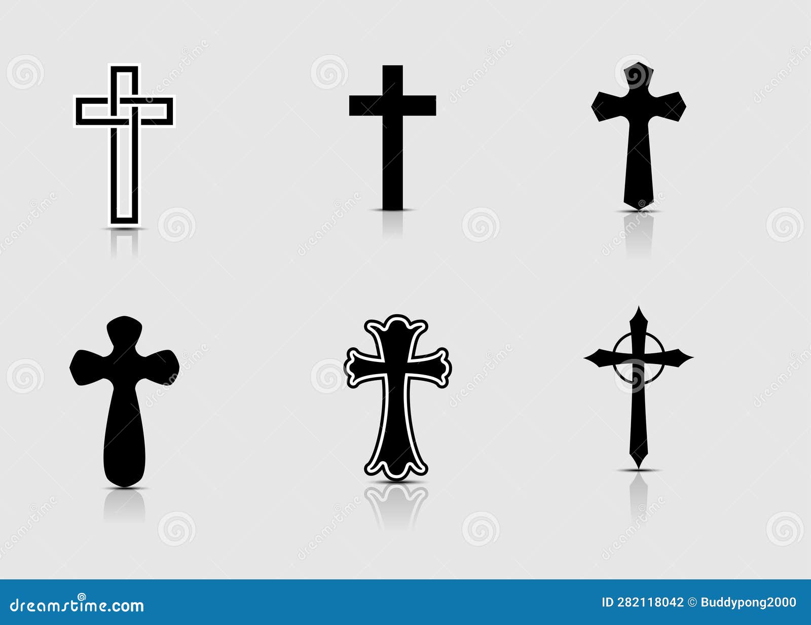 Christian Cross Set for Icon Decoration Object Element Stock Vector ...
