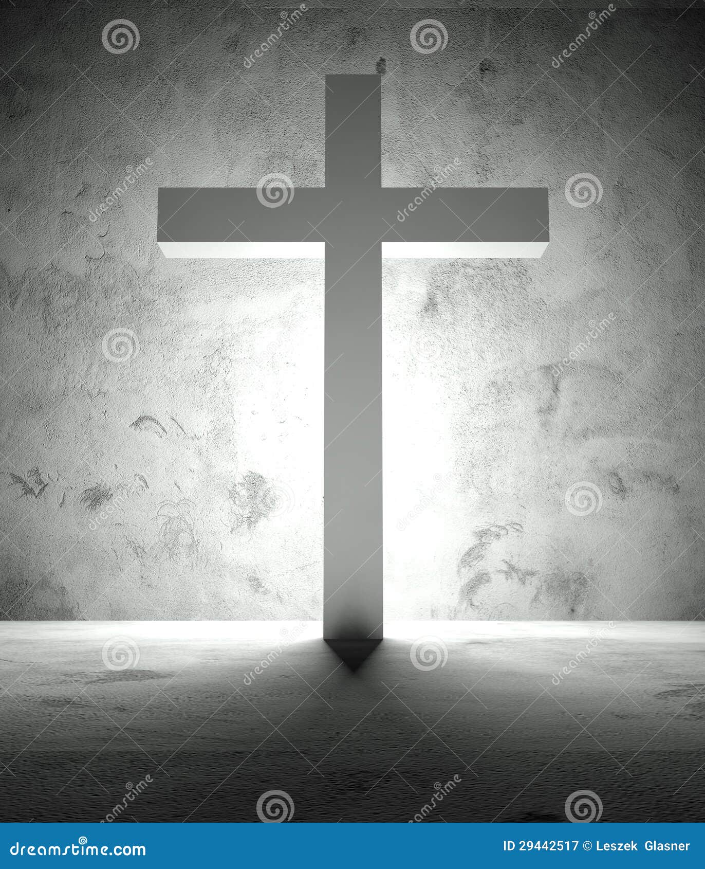 Christian Cross and Shadow, Dramatic Scene Stock Illustration ...