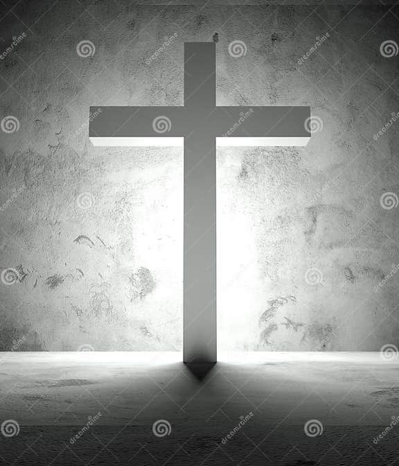 Christian Cross and Shadow, Dramatic Scene Stock Illustration ...