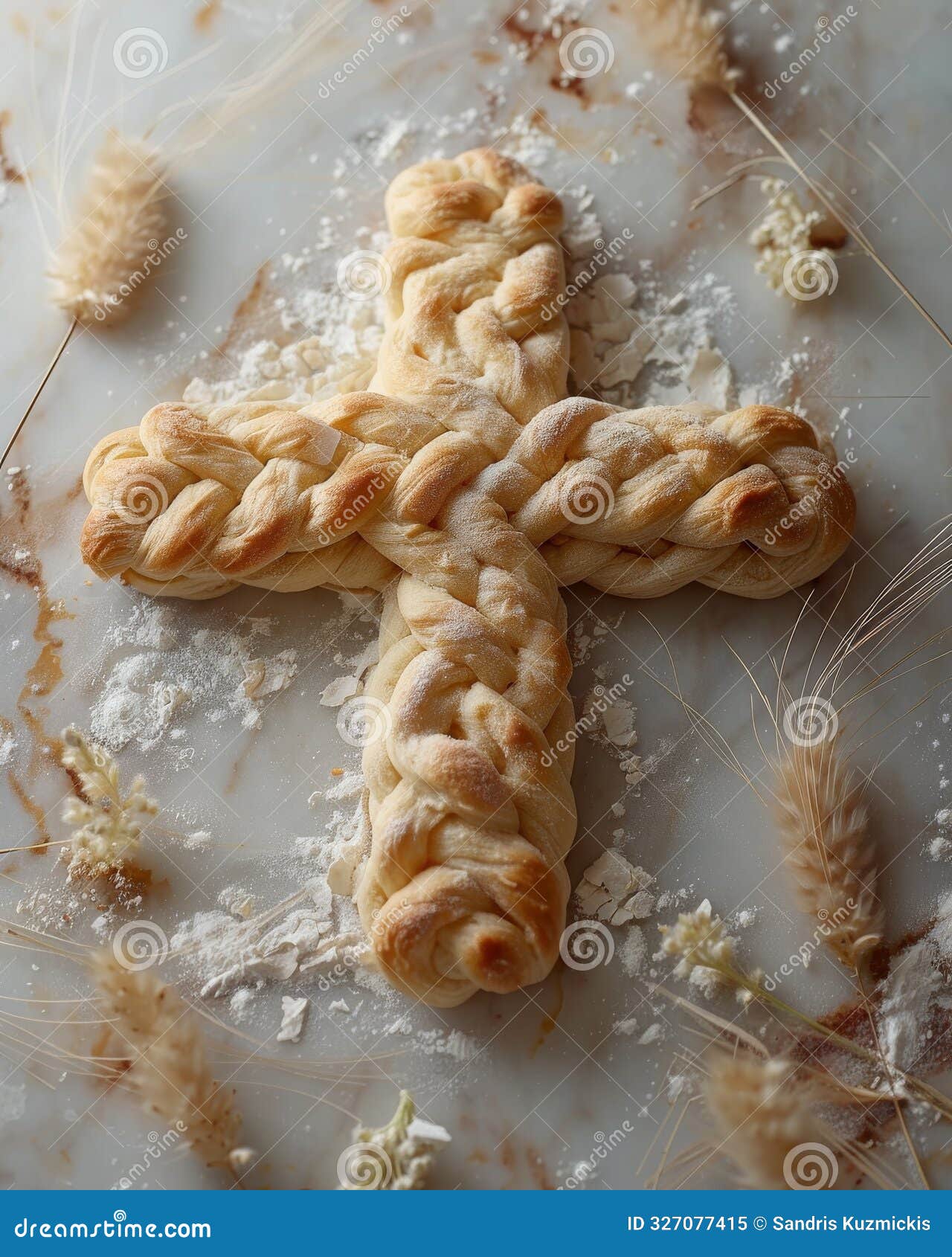 A Christian Cross Shaped Loaf of Bread with Braids on Top. Generative ...