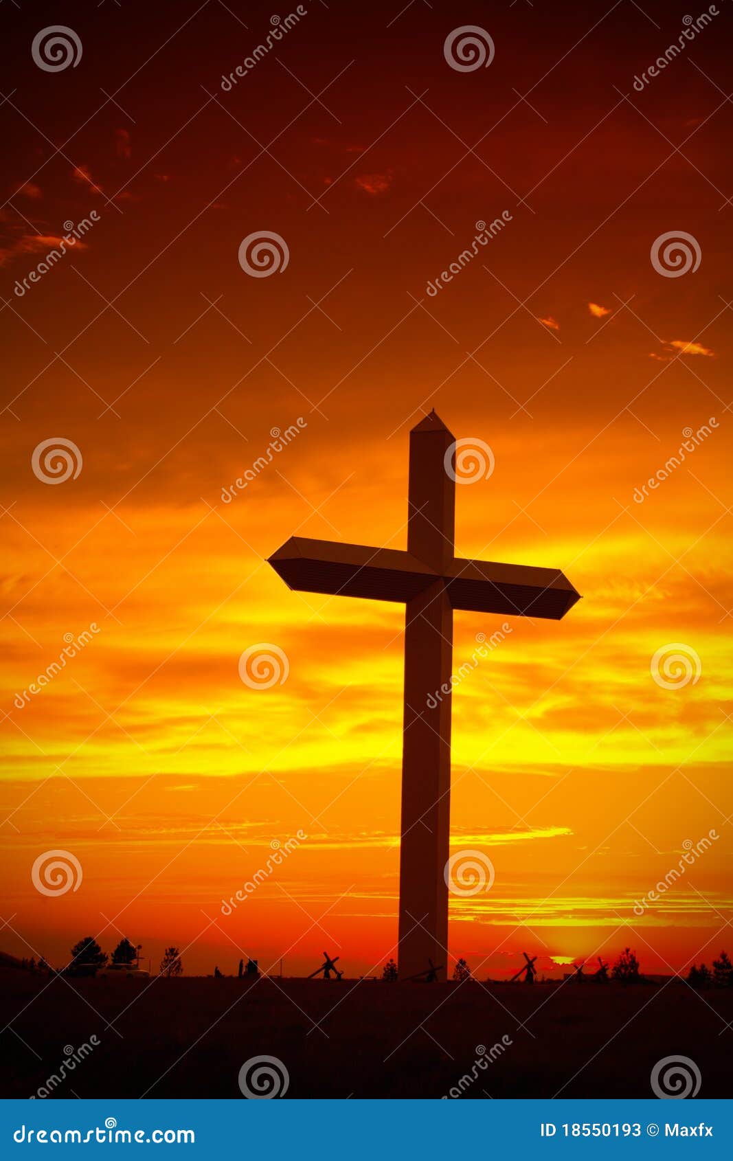 Christian Cross Silhouette during Sunset Stock Image - Image of sunset ...