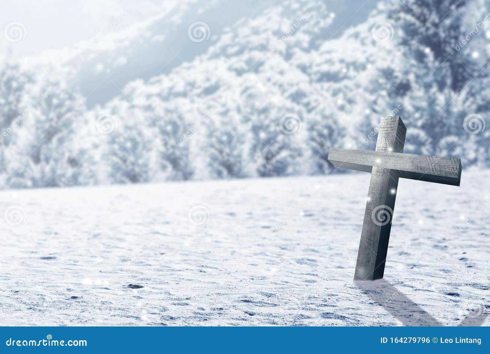Christian Cross on the Snow Stock Photo - Image of cloud, praying ...