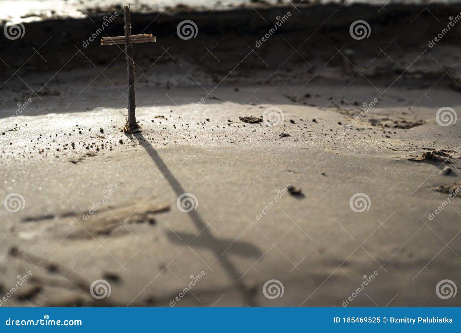 A Christian Cross Standing Alone in the Sand Stock Image - Image of ...