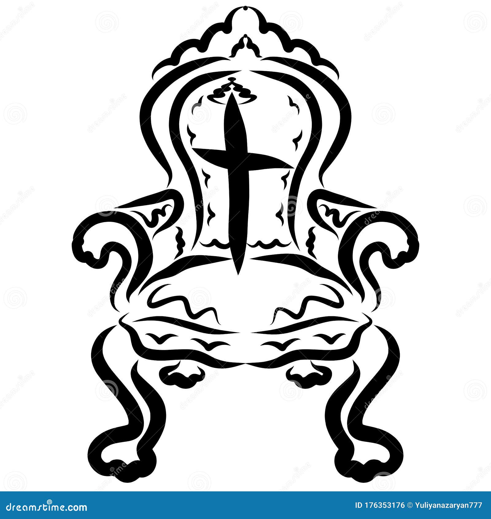 Christian Cross on the Throne, Black Pattern Stock Illustration ...