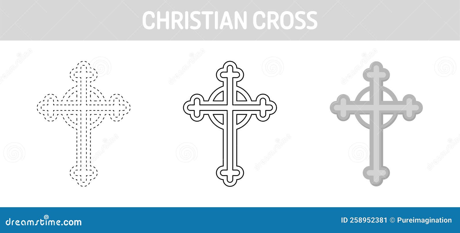 Christian Cross Tracing and Coloring Worksheet for Kids Stock Vector ...