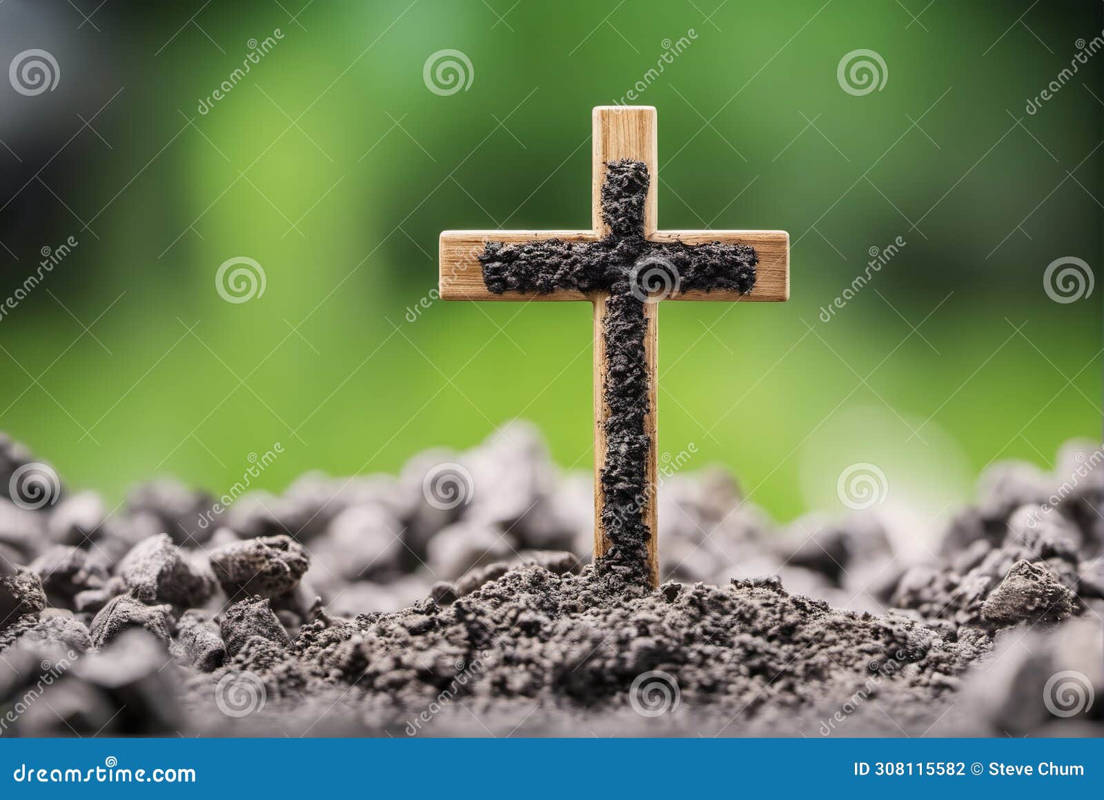 Christian Cross Turning into Ashes and Scattering Stock Illustration ...