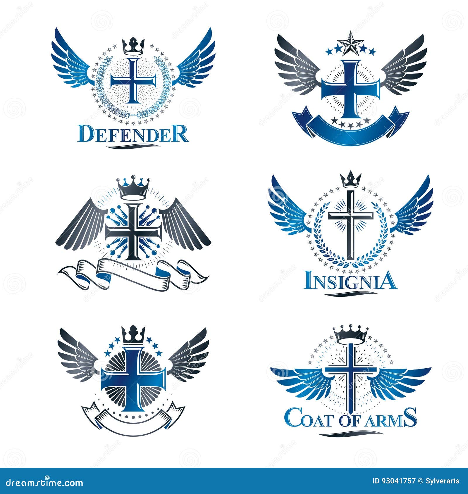 Christian Crosses Emblems Set. Heraldic Coat of Arms Decorative Stock ...