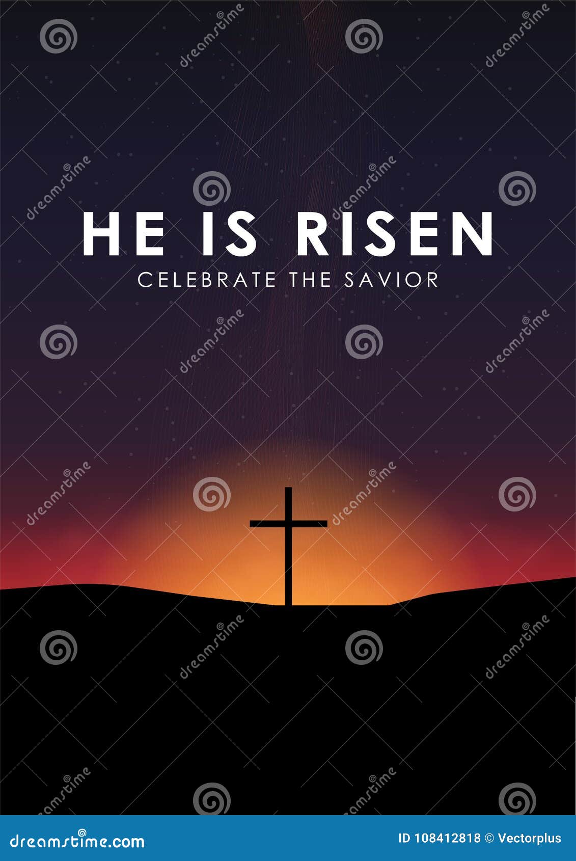 Christian Easter Scene, Saviour Cross on Dramatic Sunrise Scene, with ...
