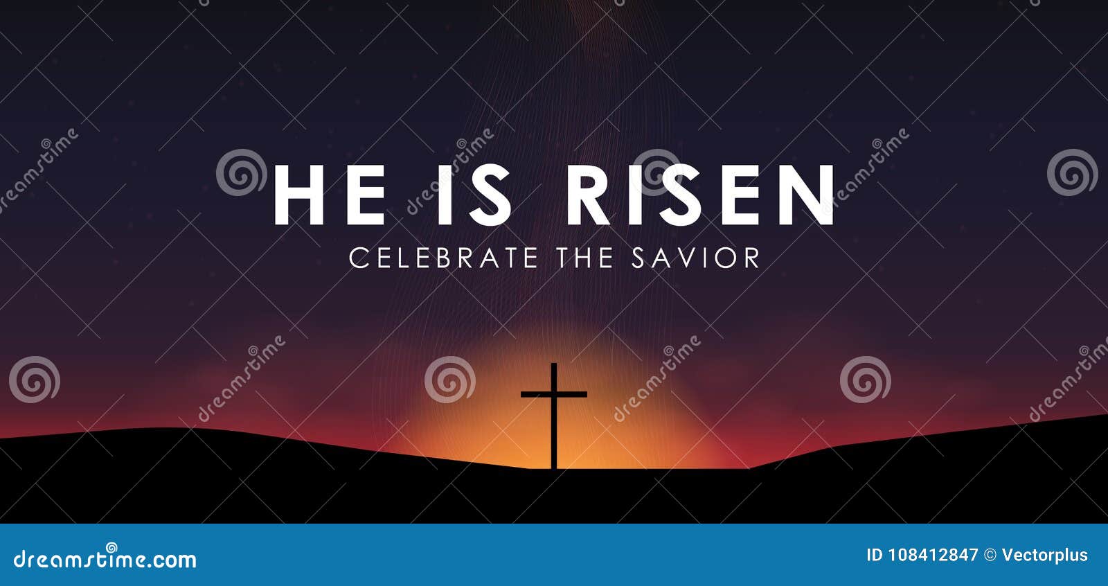 Christian Easter Scene, Saviour Cross on Dramatic Sunrise Scene, with ...