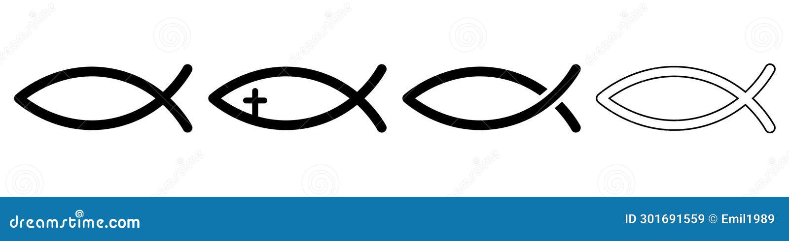 Christian Fish Icon Set Basic Simple Design. Stock Illustration ...