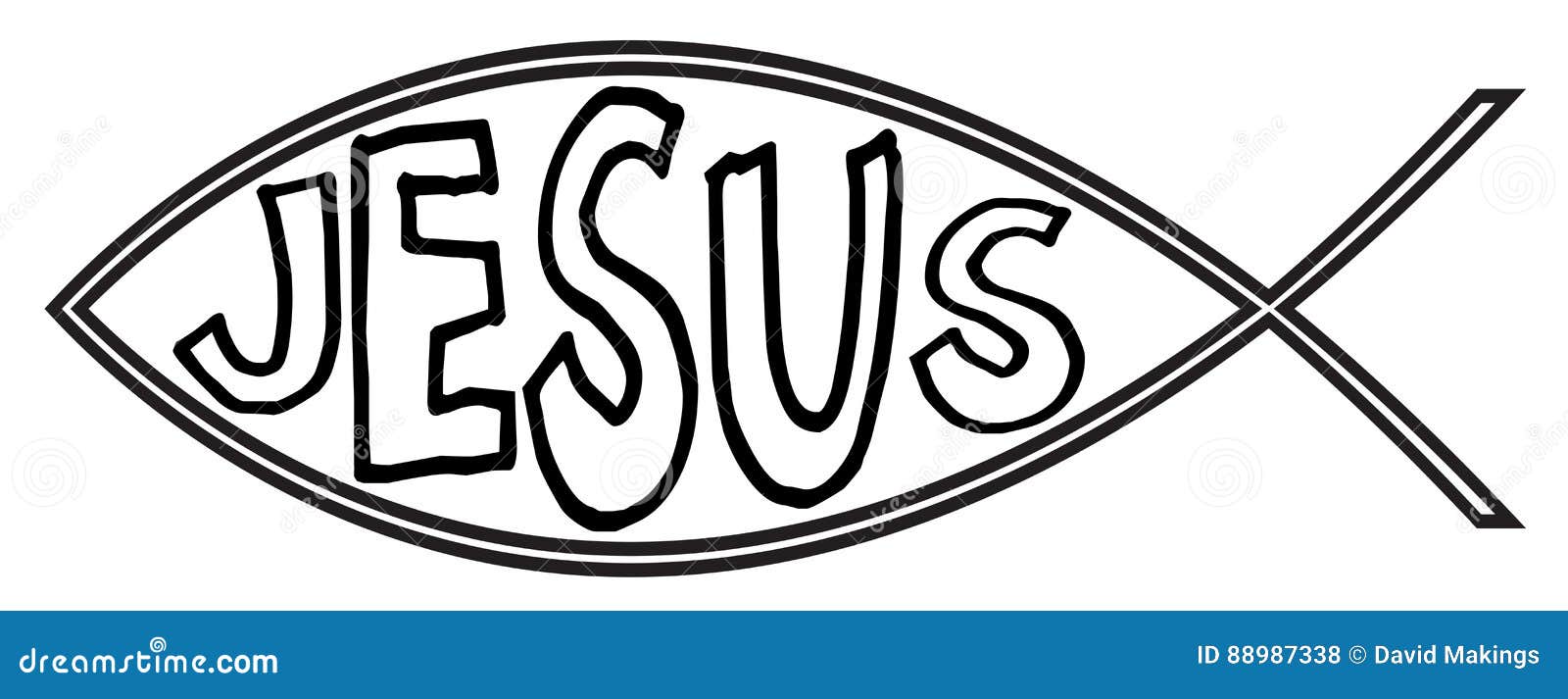 Christian Fish with Jesus ilustração stock. Ilustração de cristianismo ...