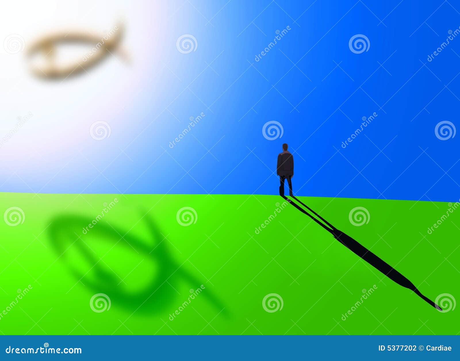 A Christian fish and a man stock illustration. Illustration of love ...