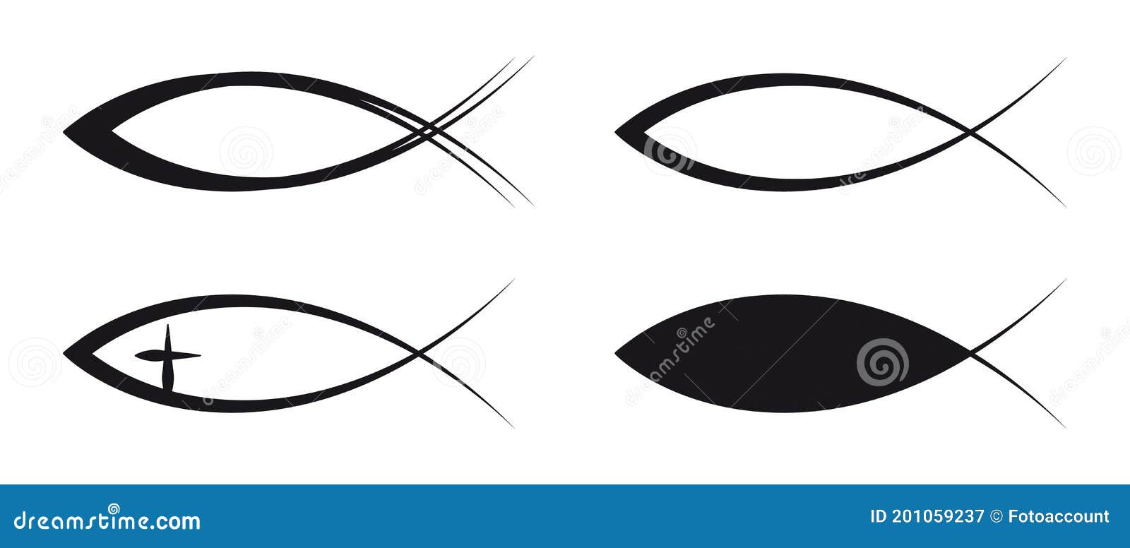 Christian Fish Symbols - Different Vector Illustrations - Isolated on ...