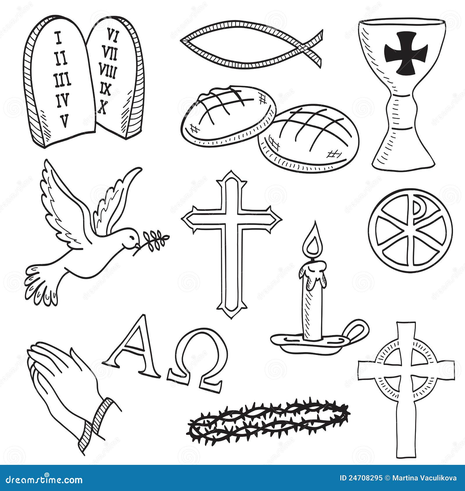 Christian Hand-drawn Symbols Illustration Stock Vector - Illustration ...