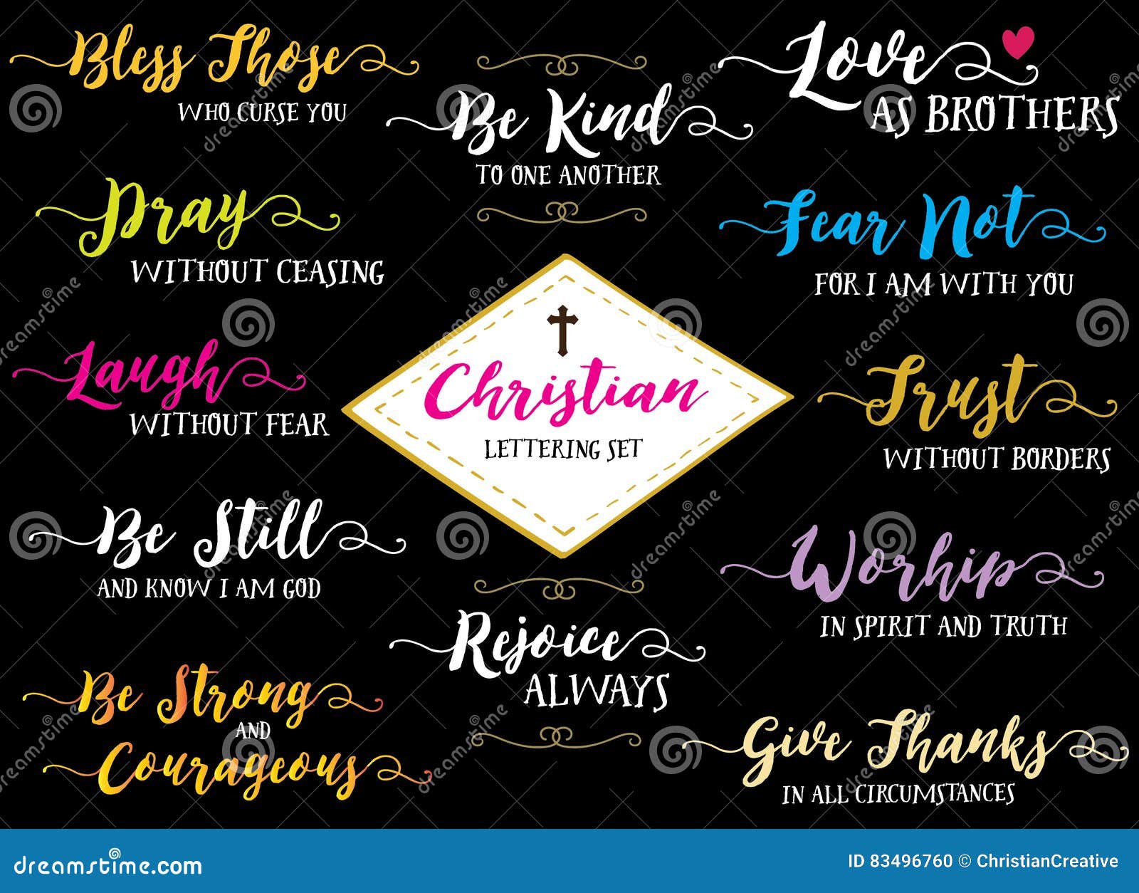 Christian Hand Lettering Vetora Set Ilustração do Vetor - Ilustração de ...