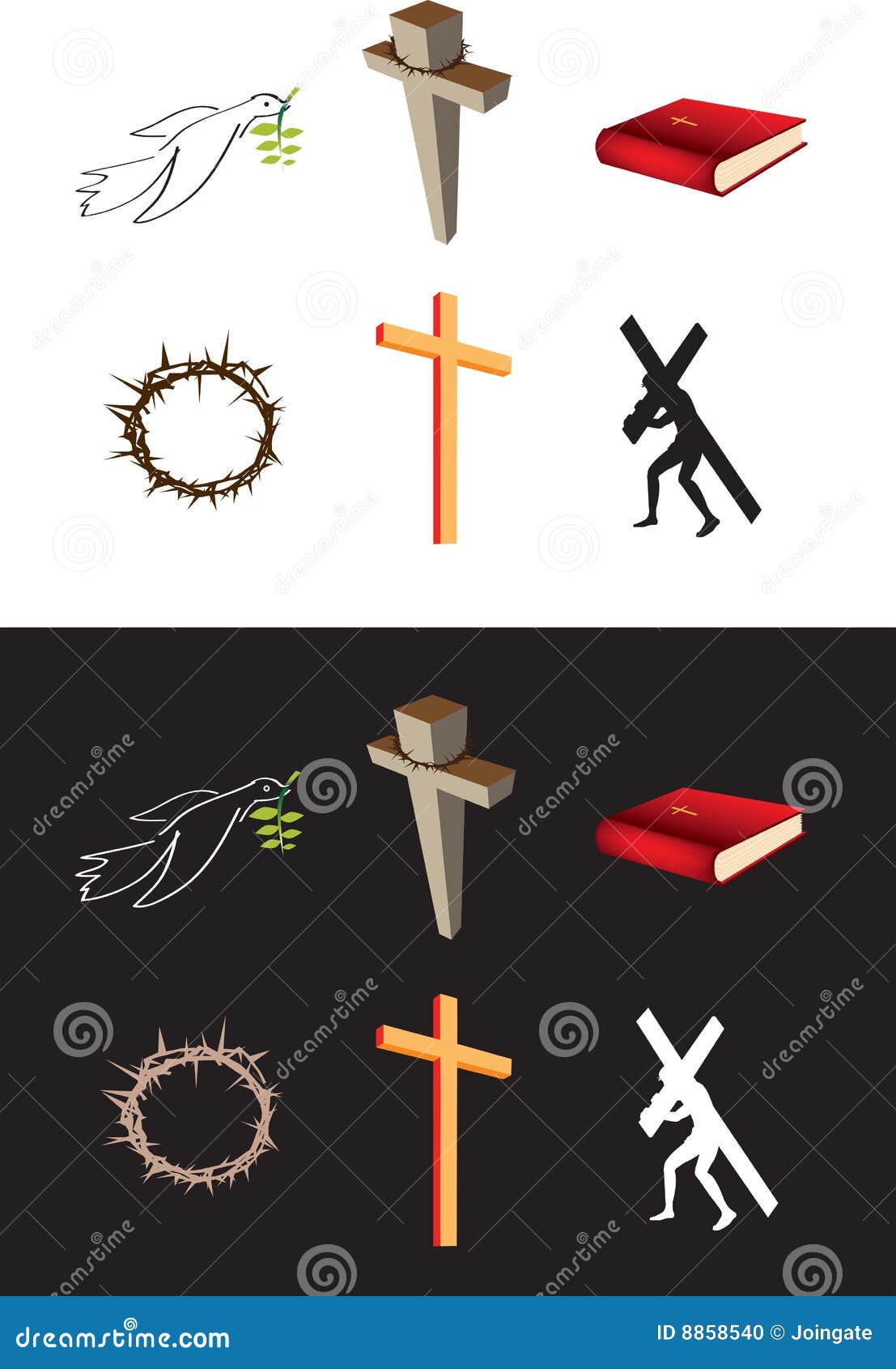 Christian icons stock vector. Illustration of cross, dove - 8858540