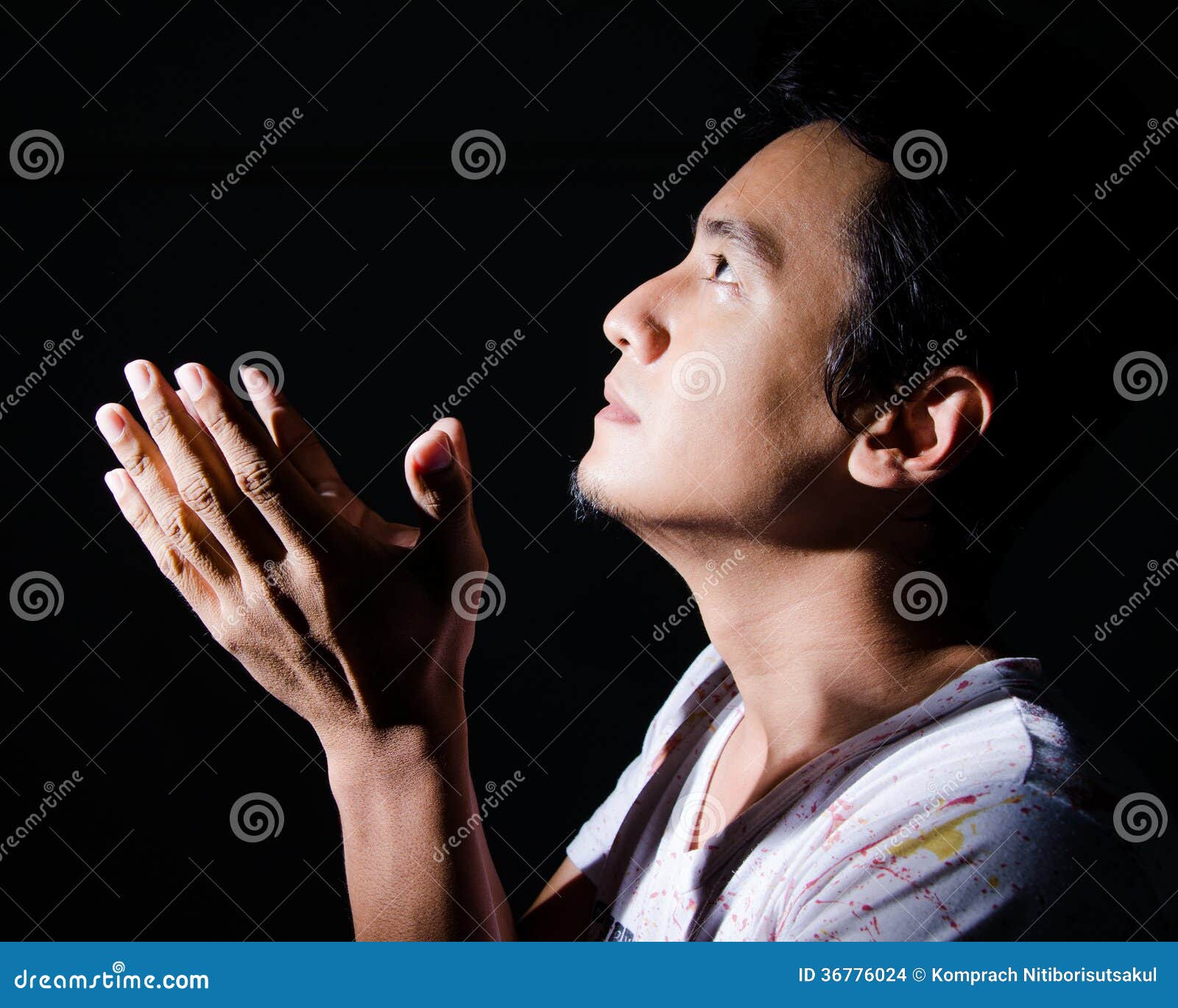 Christian man praying. stock photo. Image of eyes, worship - 36776024