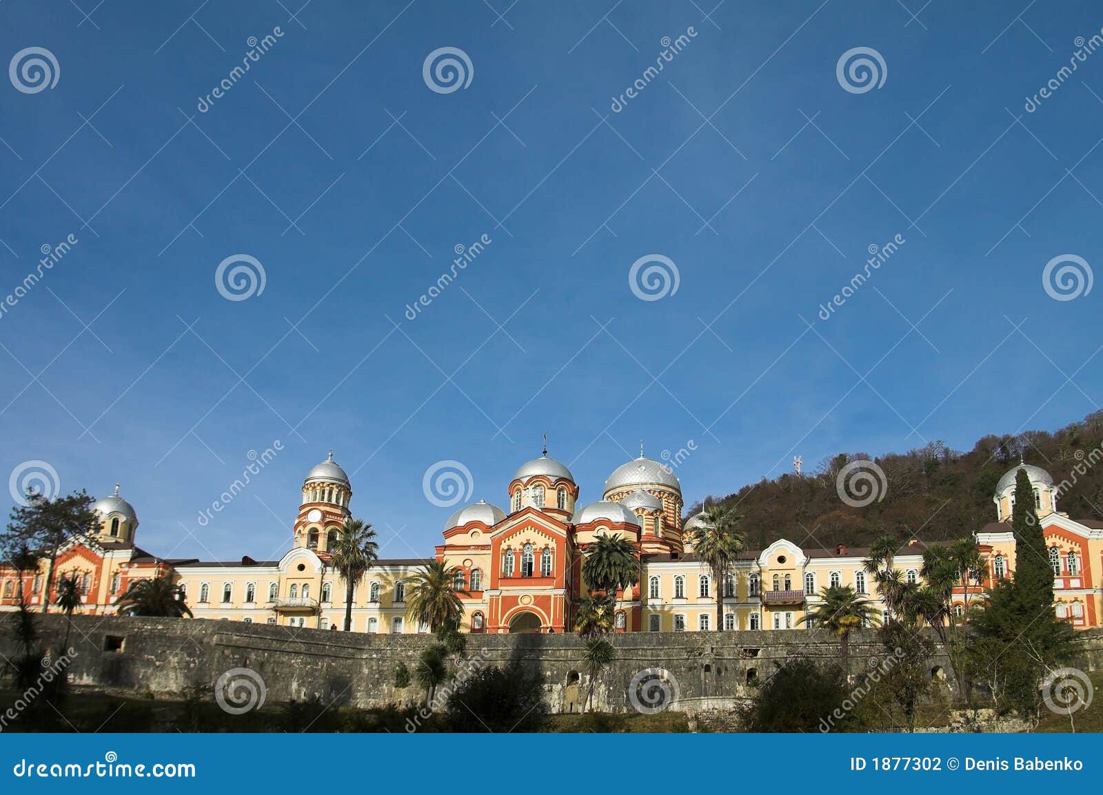 Christian Monastery New Athos Stock Photo - Image of palm, evangelical ...