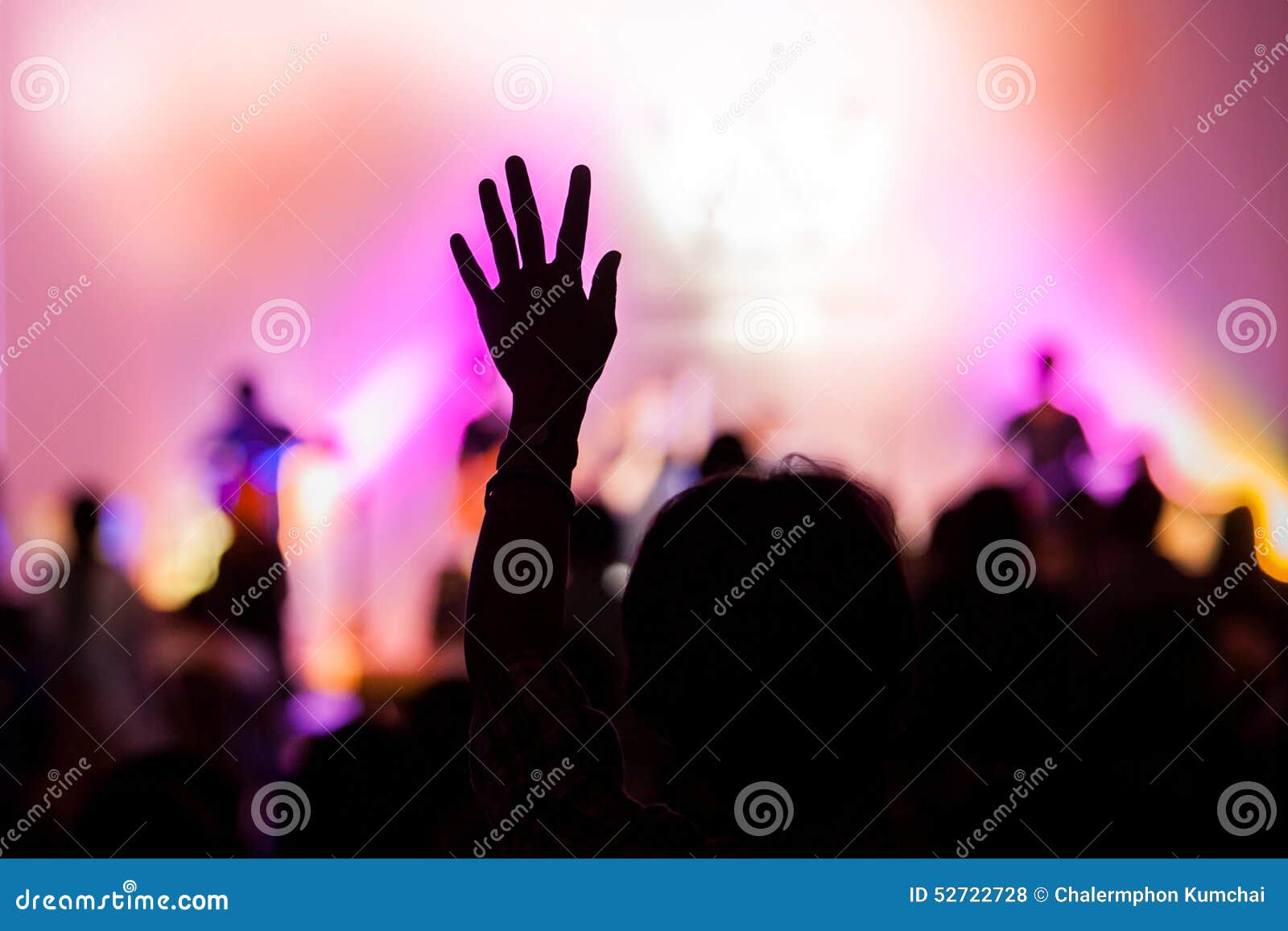 Christian Music Concert with Raised Hand Stock Photo - Image of hand ...