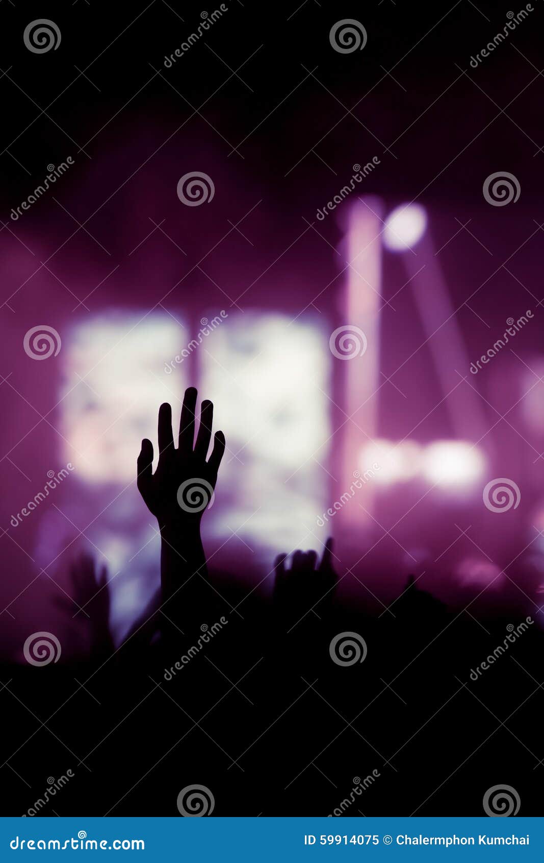 Christian Music Concert with Raised Hand Stock Image - Image of sing ...