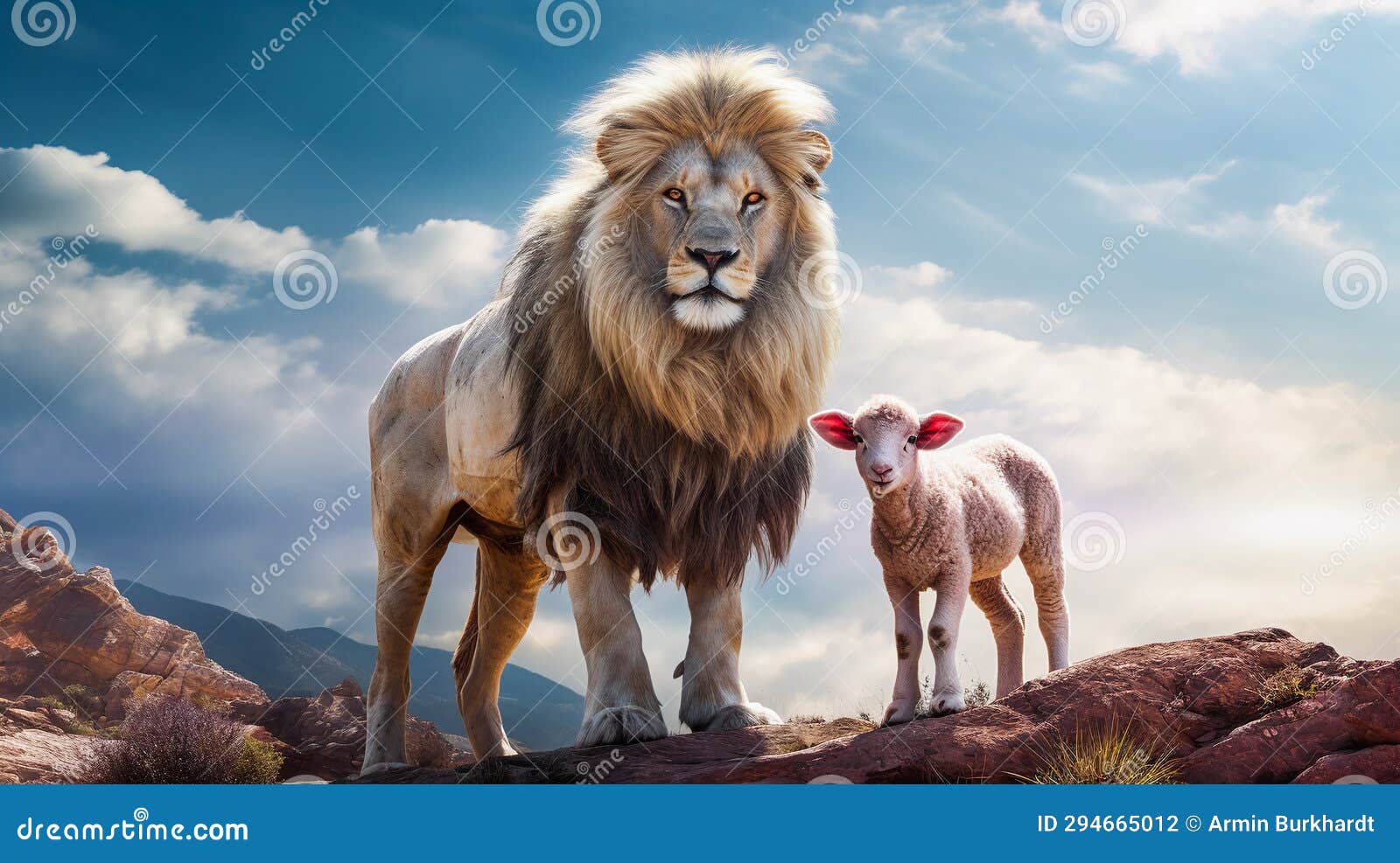 Christian Parable of the Lion and the Lamb Stock Illustration ...