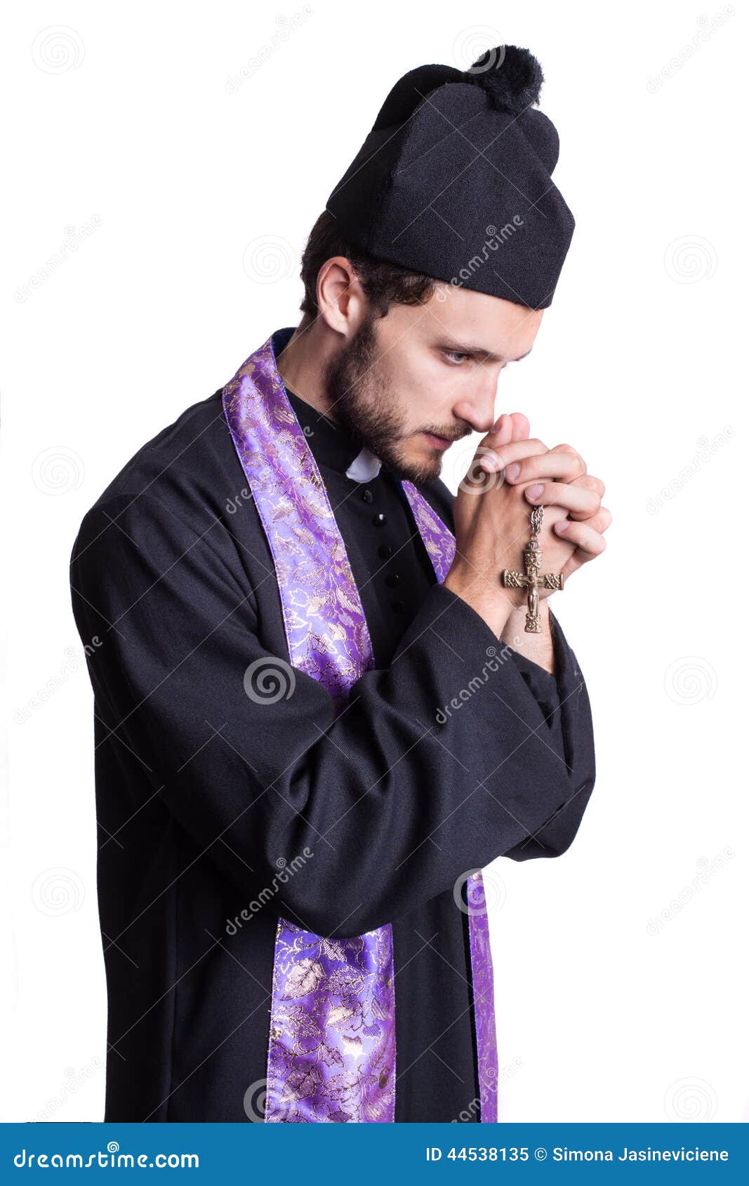 Christian Priest Reading Church Book, Priest Reads A Pray Over The ...