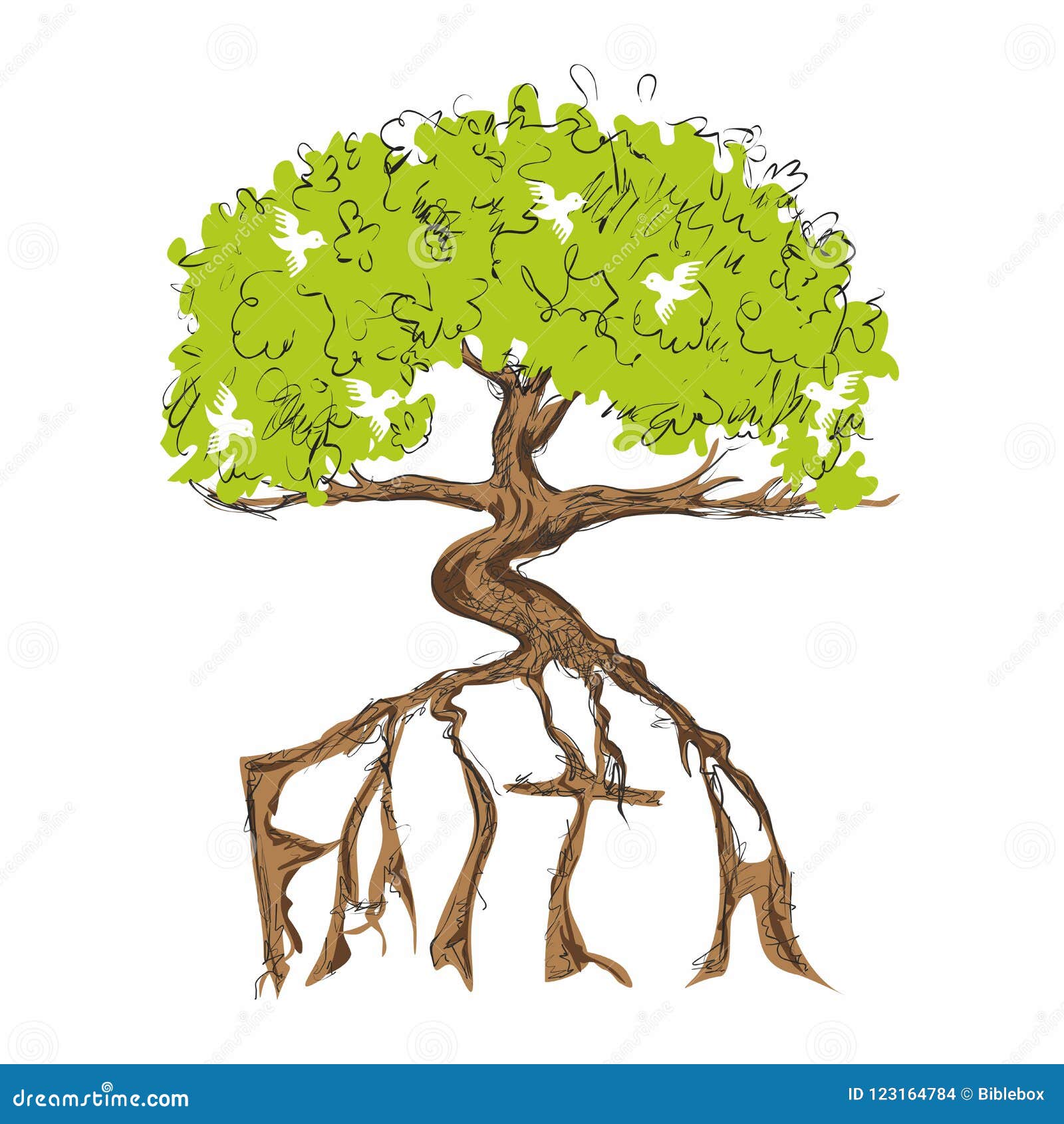 Christian Print. Tree of Faith. Stock Vector - Illustration of angel ...