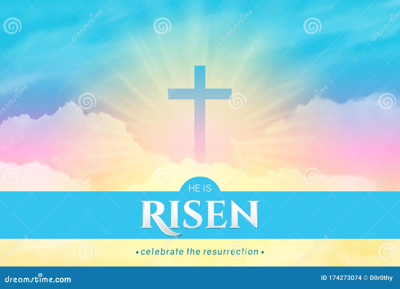 Christian Religious Design for Easter Celebration. Rectangular ...