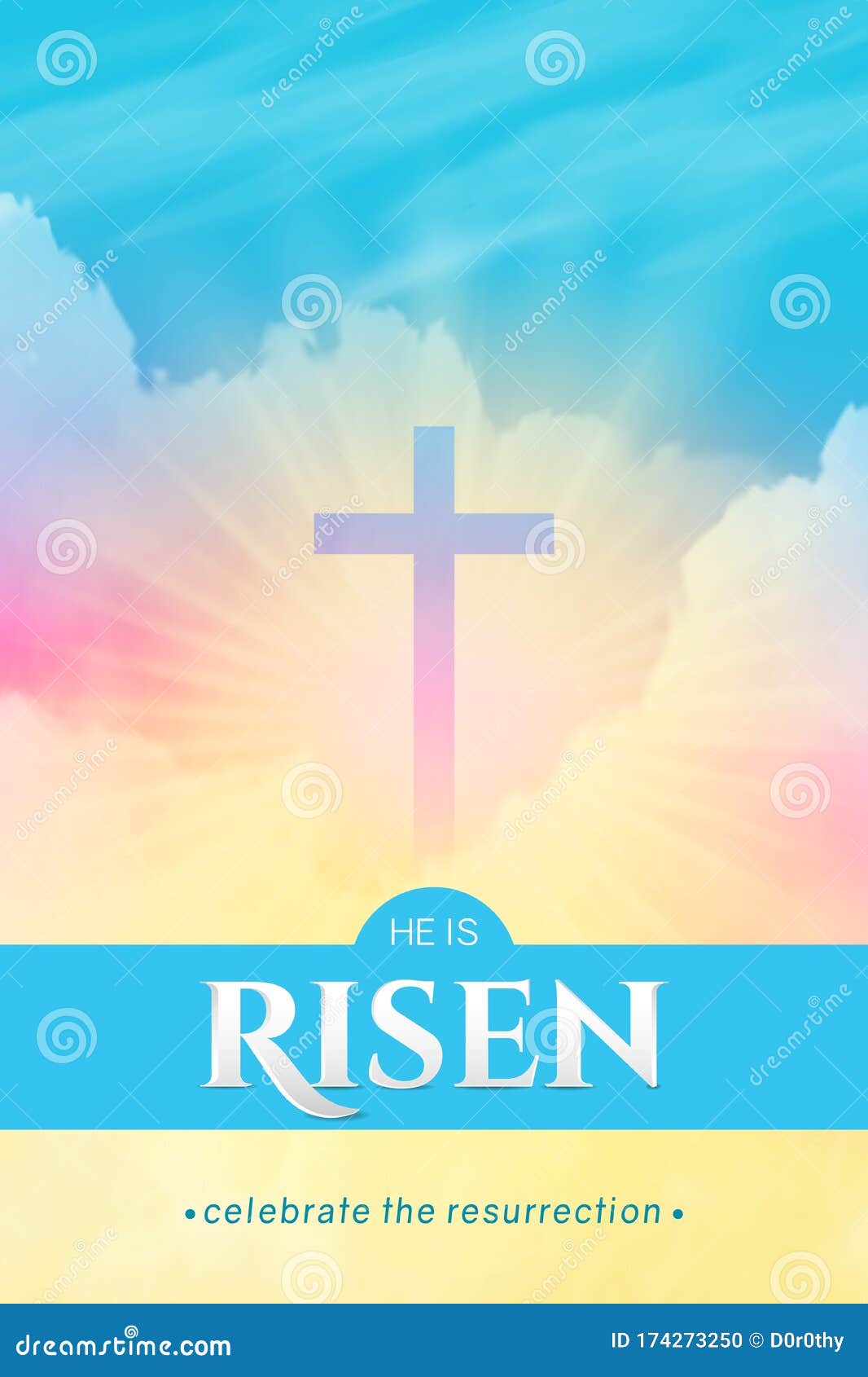 Christian Religious Design for Easter Celebration. Rectangular Vertical ...