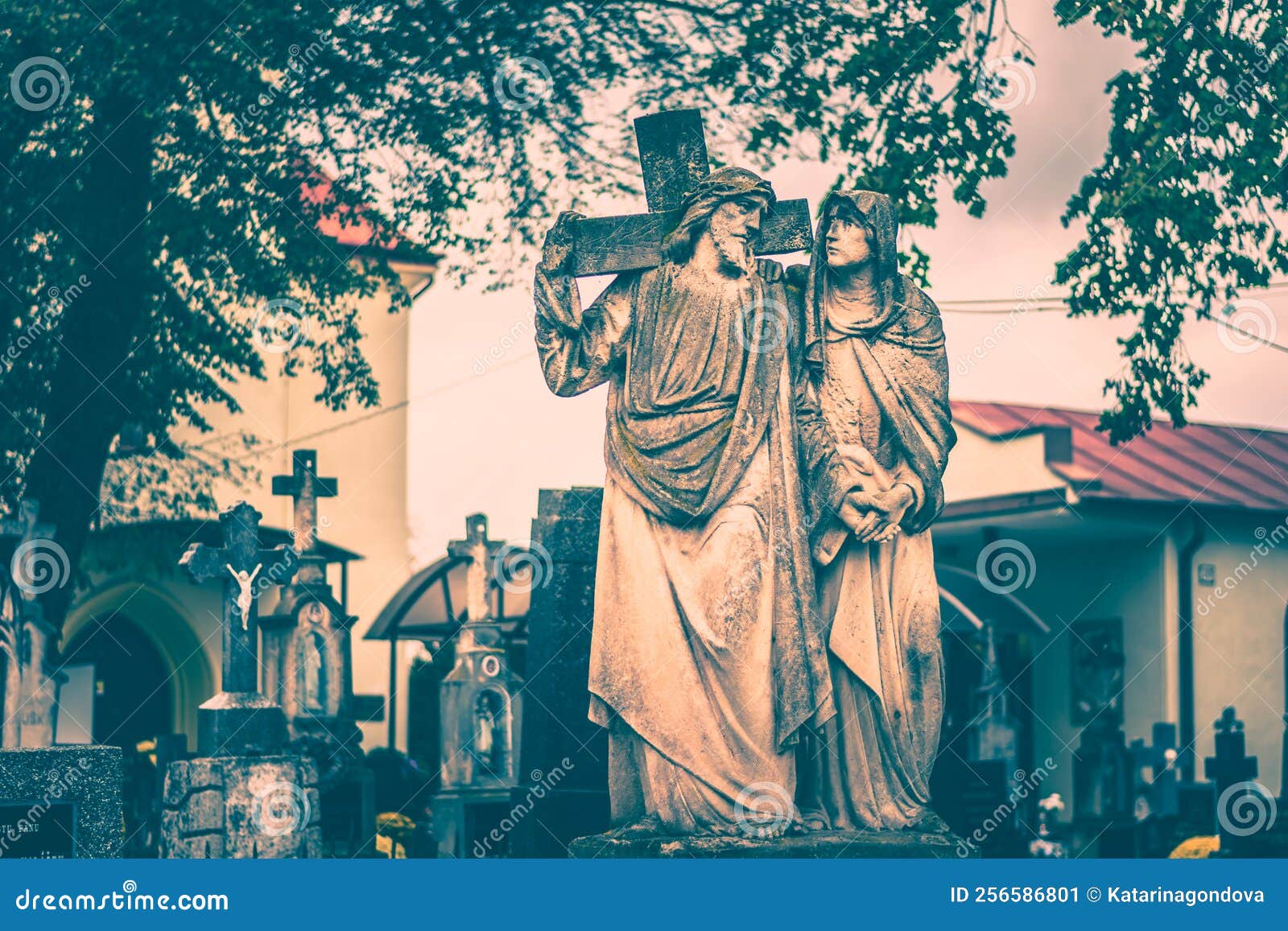 Religious Statues in the Cemetery Stock Image - Image of culture ...