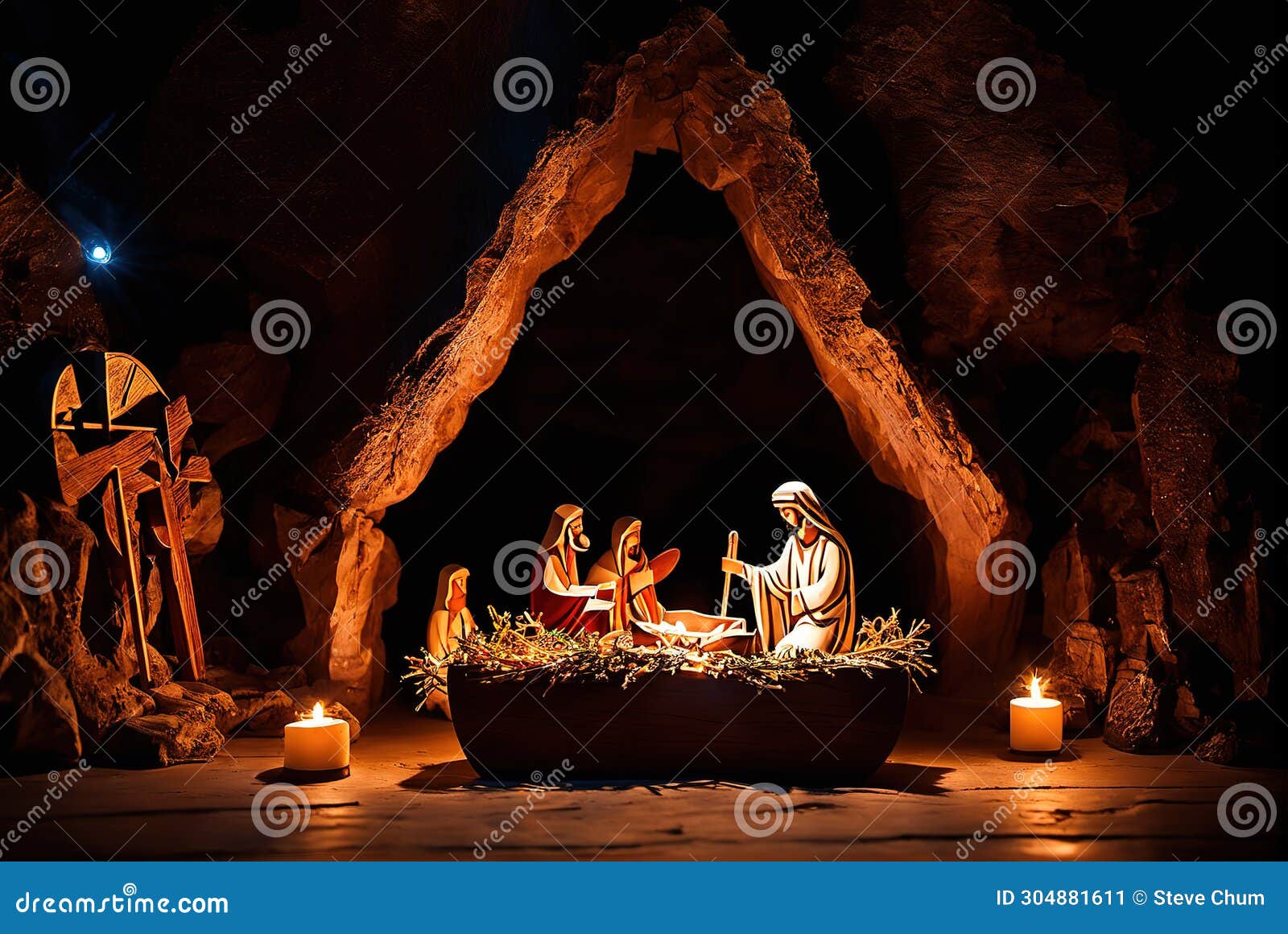 Christian Sacrificial Objects and Figures in Caves Stock Illustration ...