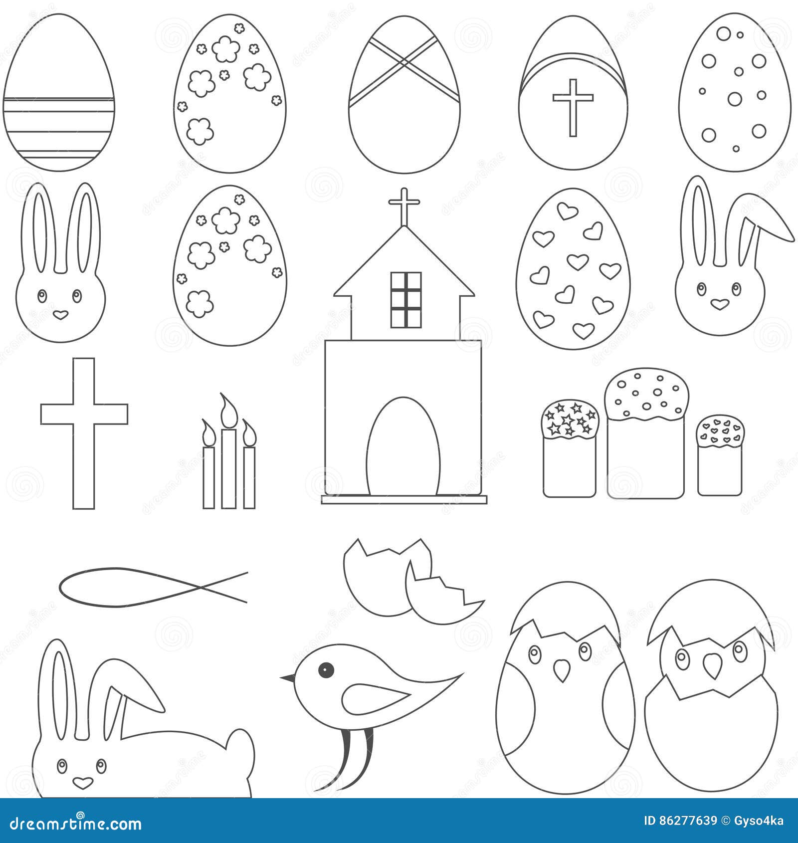 Christian Symbols Easter Eggs Bunny Stock Illustration - Illustration ...