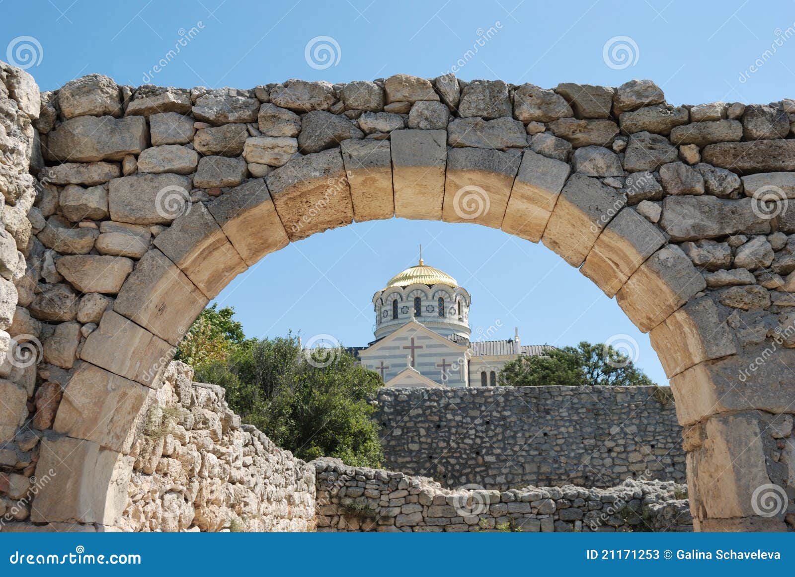 Christian Temple and Ancient Arch Stock Image - Image of defence ...