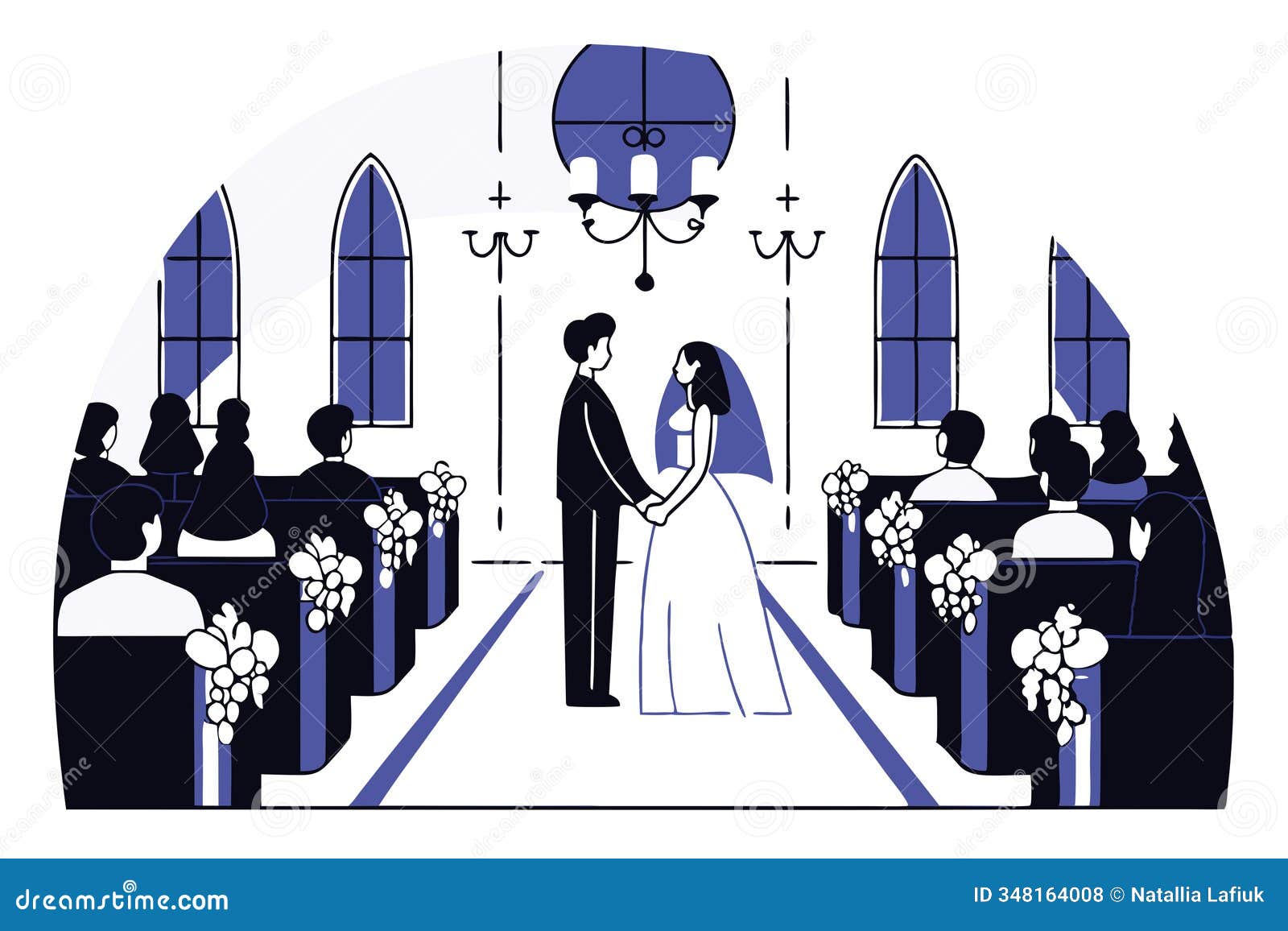 Christian Wedding Ceremony in the Church Stock Vector - Illustration of ...