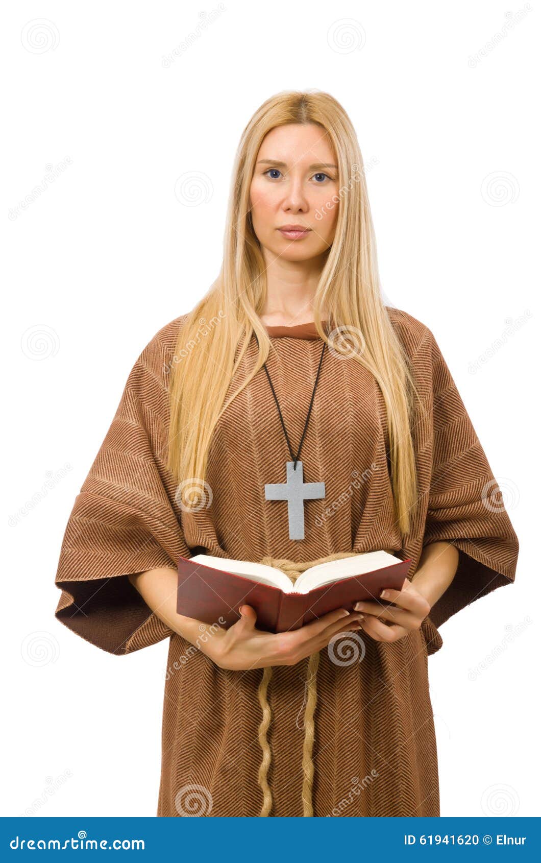 The Christian Woman Isolated on the White Stock Photo - Image of ...