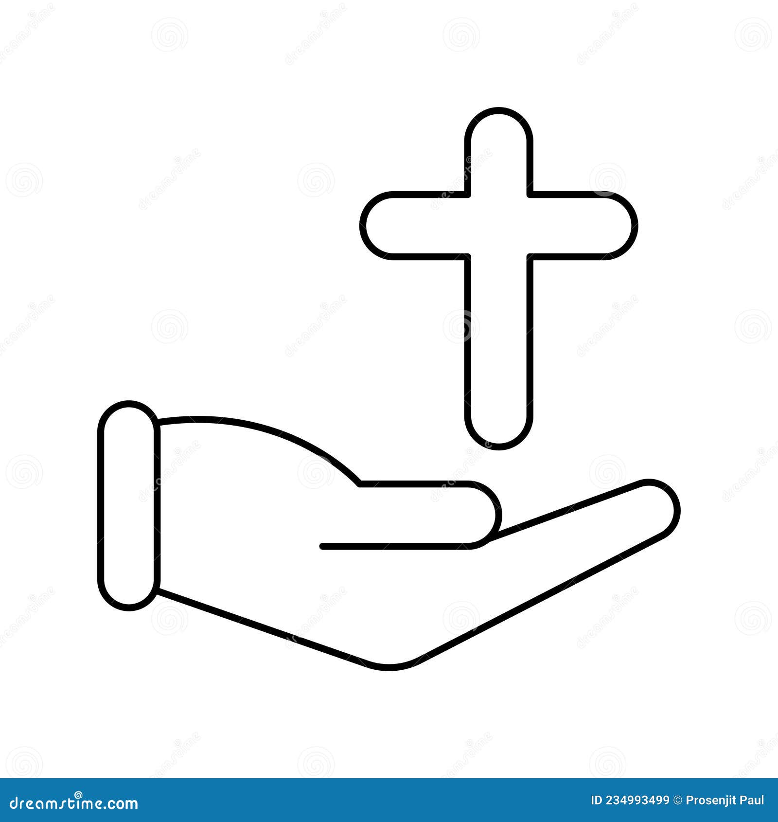 Christian Worship Cross on Hand Icon Stock Vector - Illustration of ...