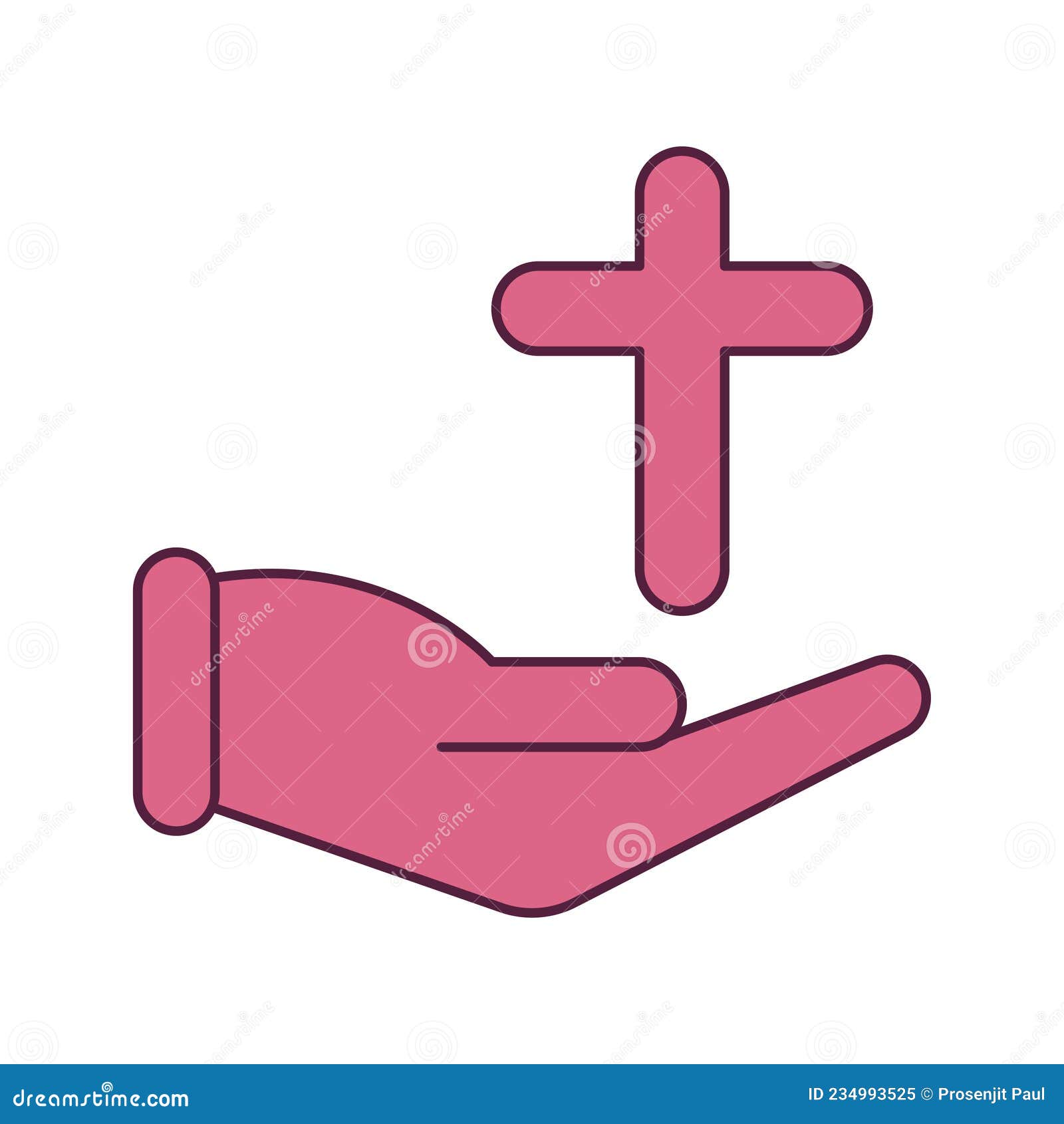 Christian Worship Cross on Hand Icon Stock Vector - Illustration of ...
