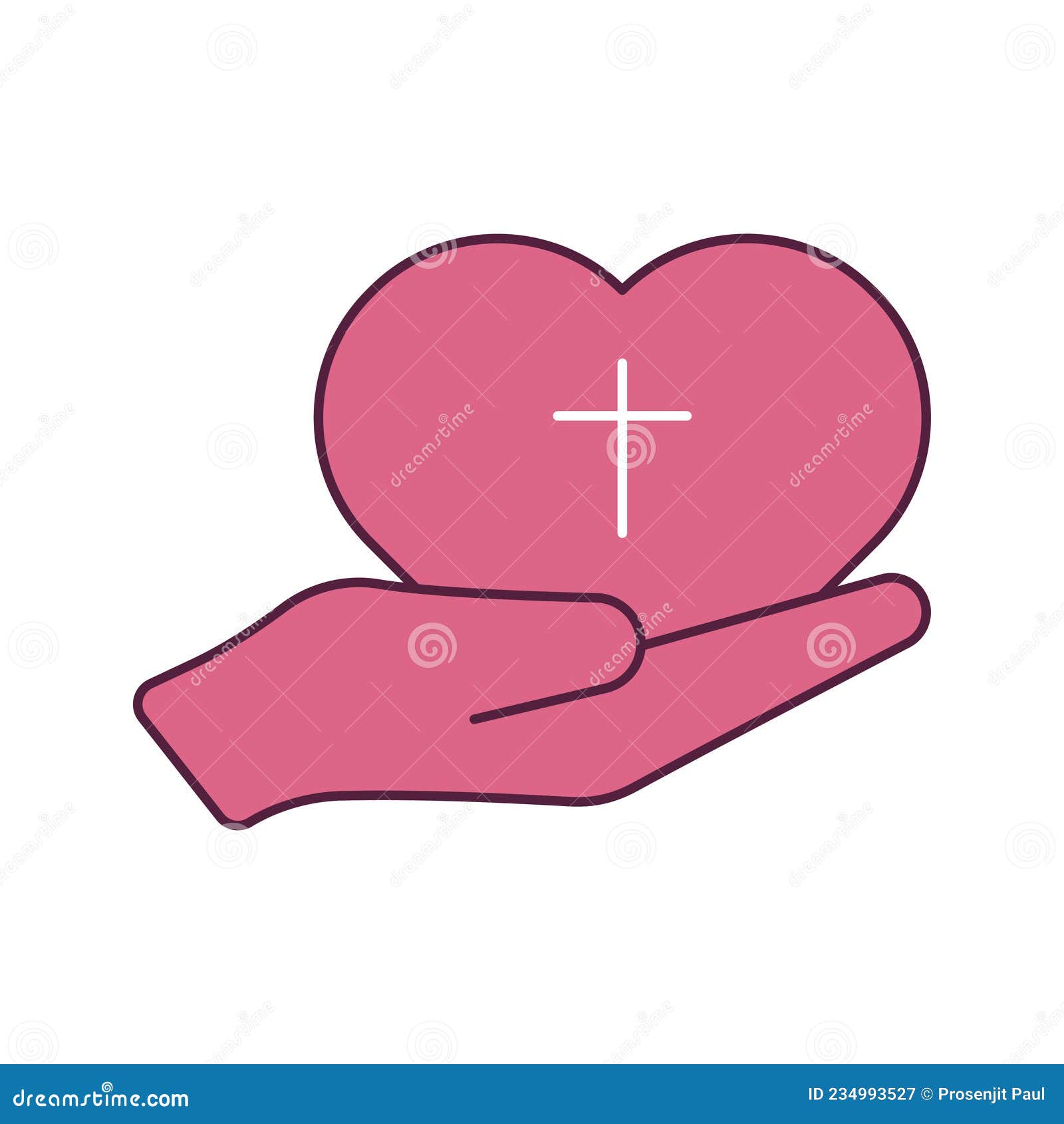 Christian Worship Cross on Hand Icon Stock Vector - Illustration of ...