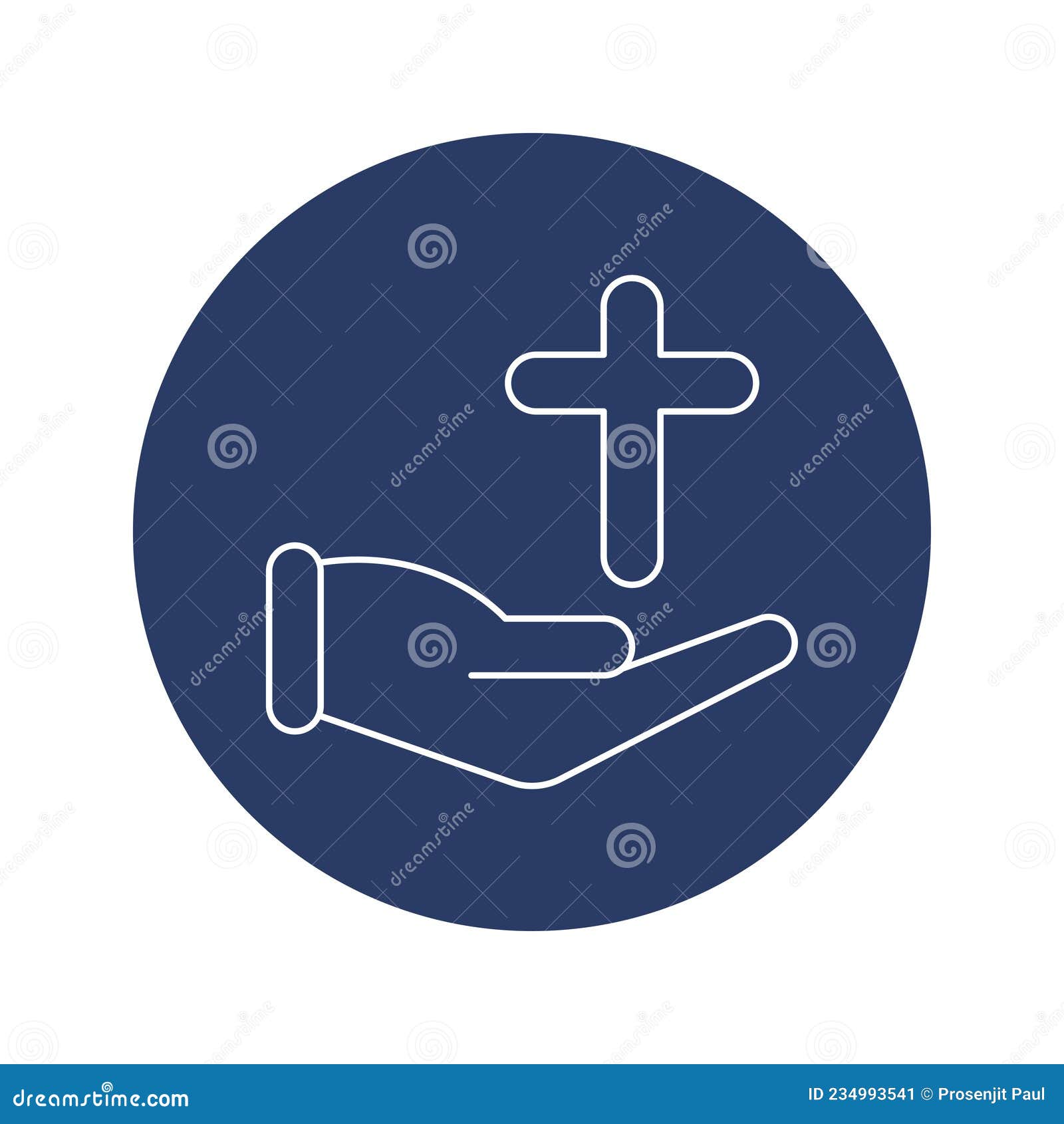 Christian Worship Cross on Hand Icon Stock Vector - Illustration of ...