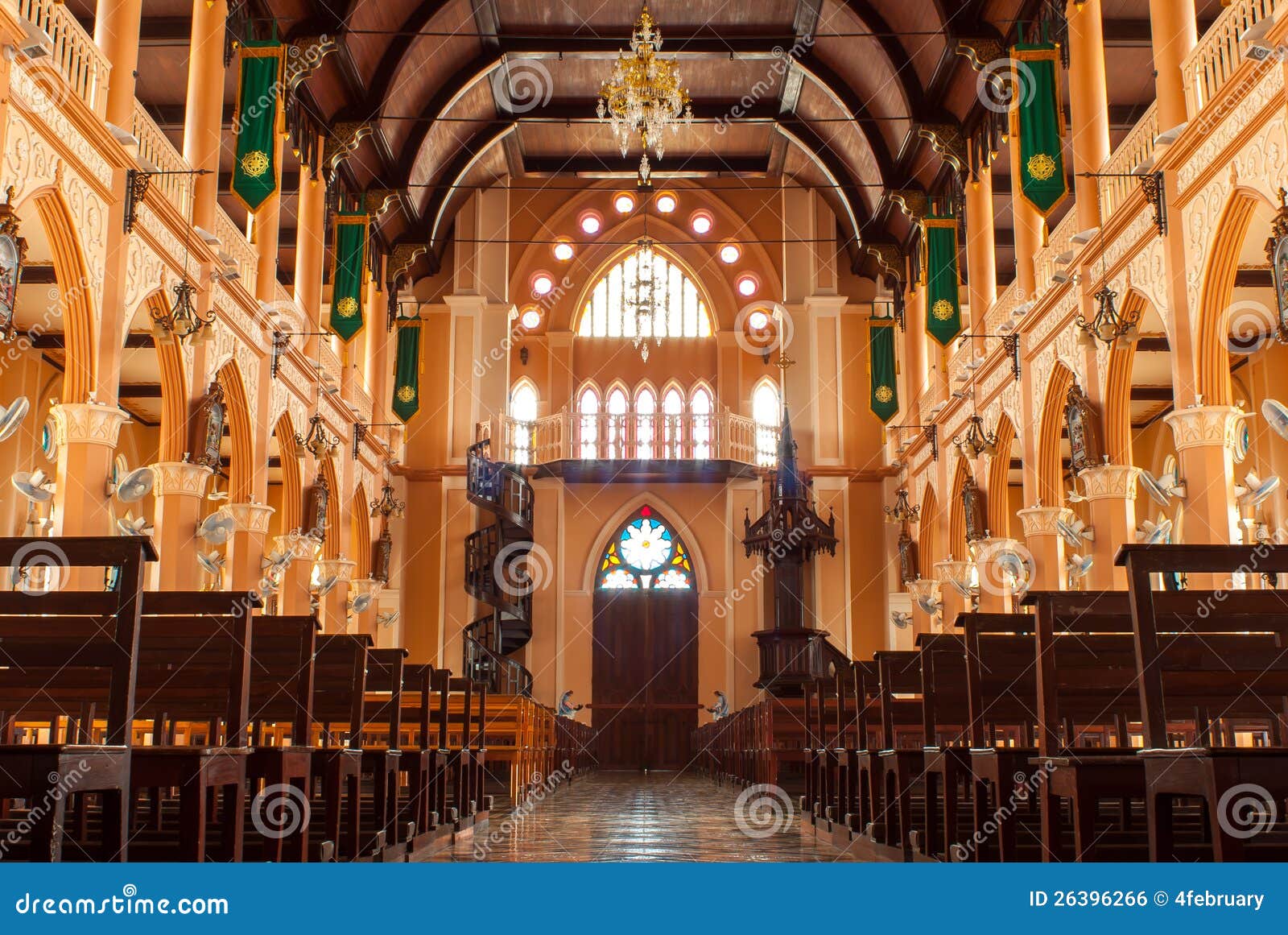 Christianity Church Tower, Cross And Big Bells, Blue Edit Space Royalty ...