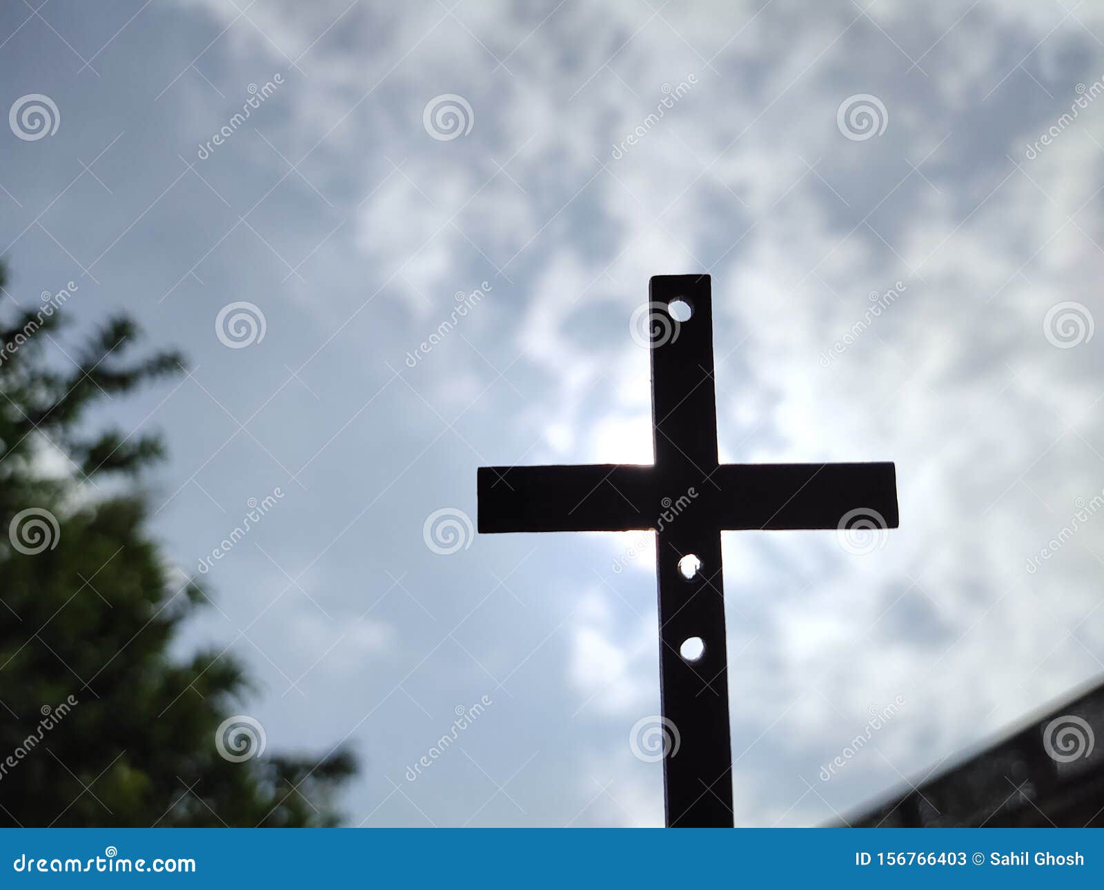 Cross in the blue sky. stock image. Image of brown, light - 156766403