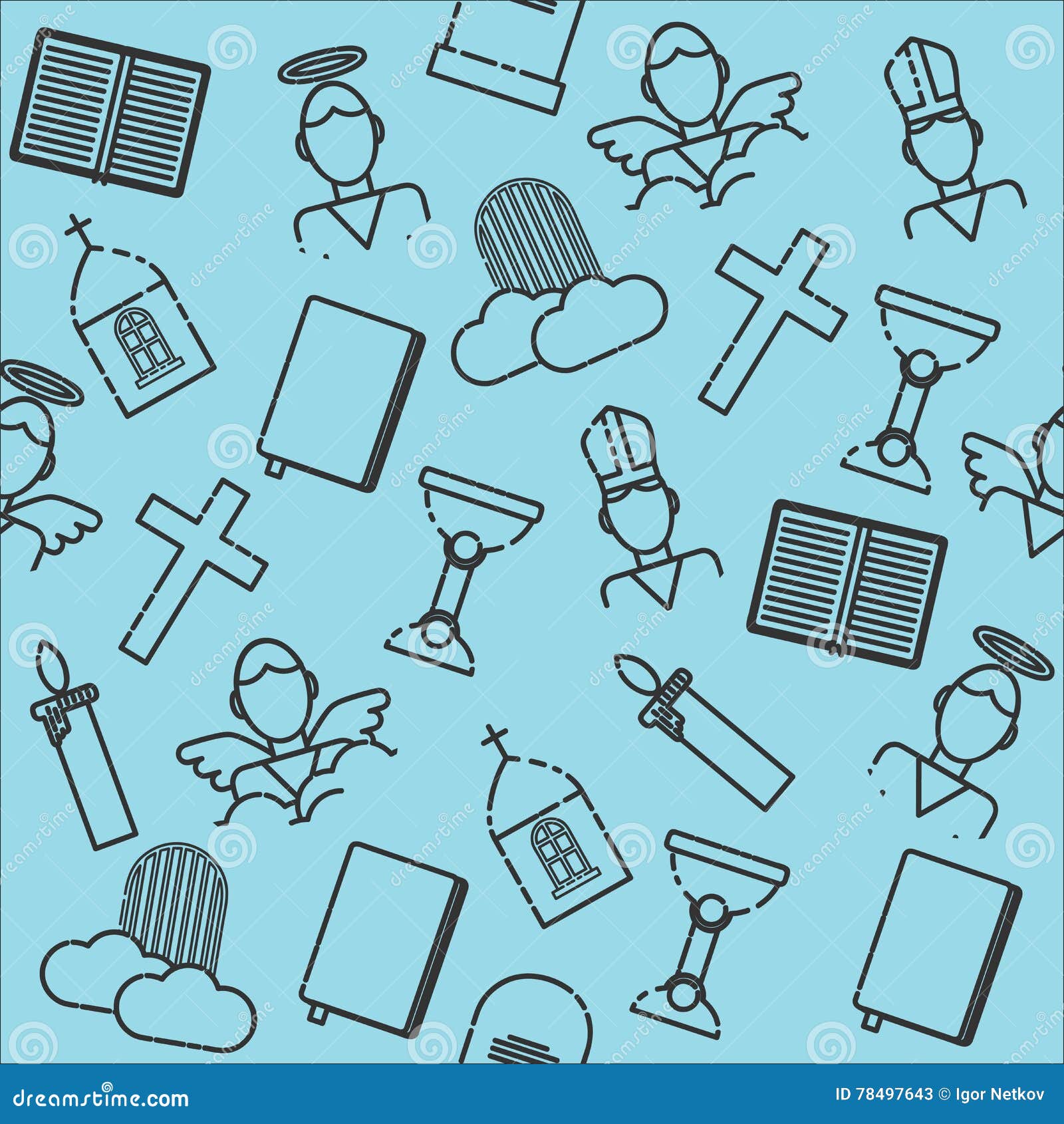 Christianity icons pattern stock vector. Illustration of lord - 78497643